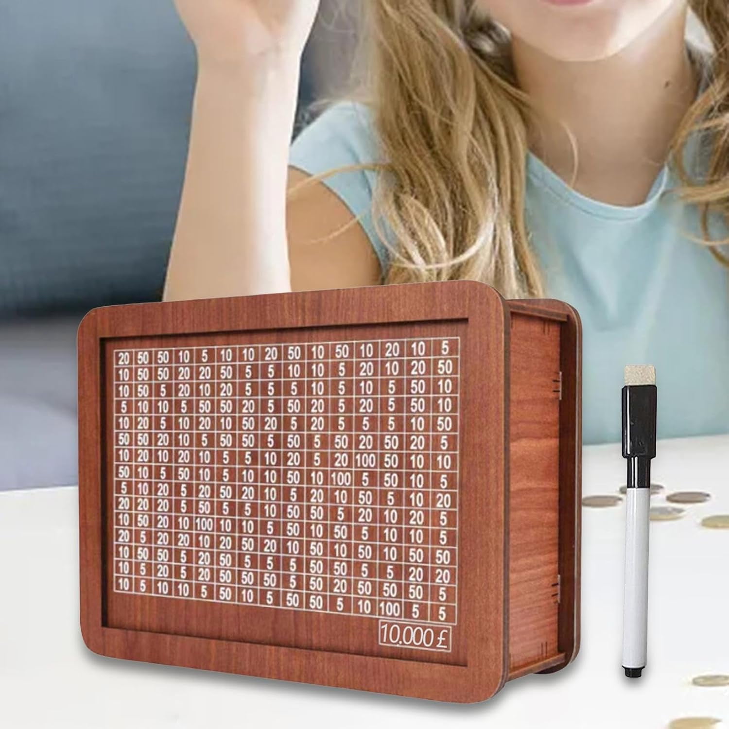 Xerdsx Wooden Money Box with Money Target and Numbers Coin Counter ...