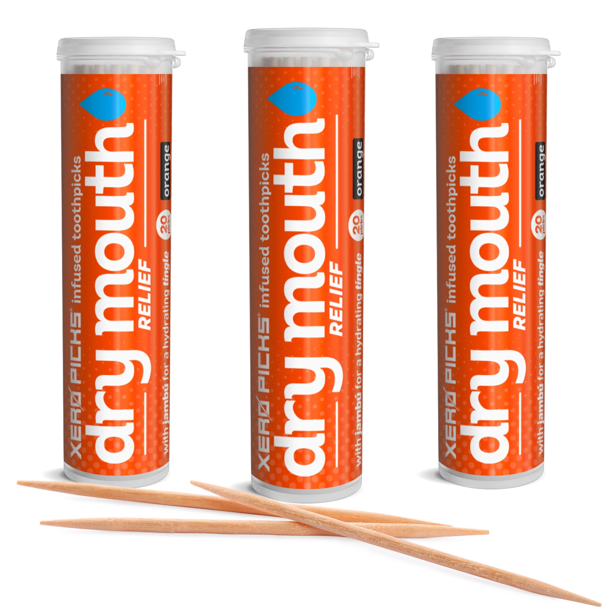 Xero Picks Dry Mouth relief - Orange - Infused Flavored Toothpicks - 60 ...
