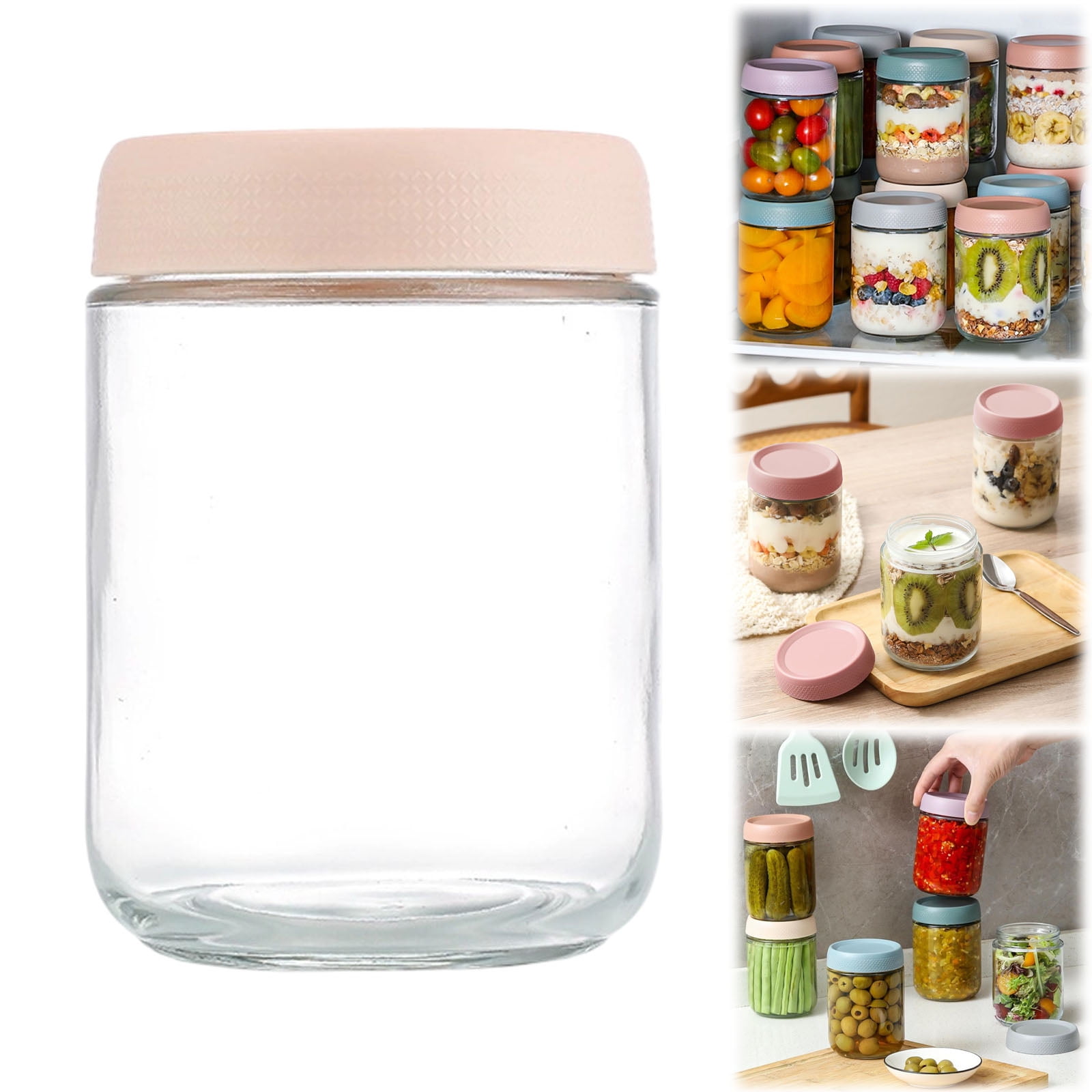 Xetio Glass Airtight Storage Jars for Kitchen Pantry Wide Mouth Mason ...