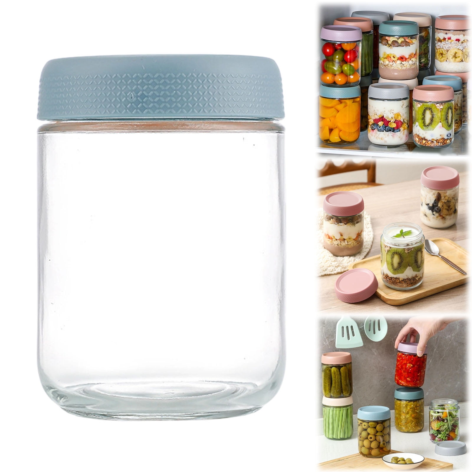 Xetio Glass Airtight Storage Jars for Kitchen Pantry Wide Mouth Mason ...