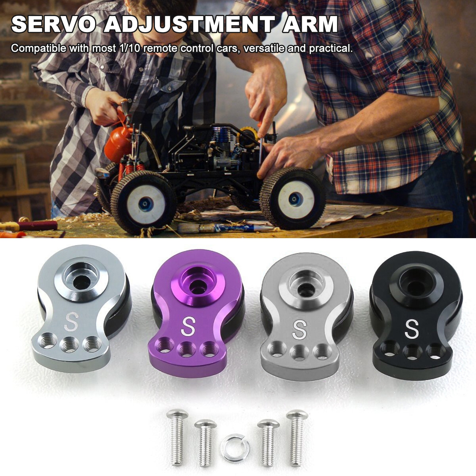 Xeyise 1/10 RC Car Servo Saver with Screws Gasket Kit 3/5 Holes Remote ...