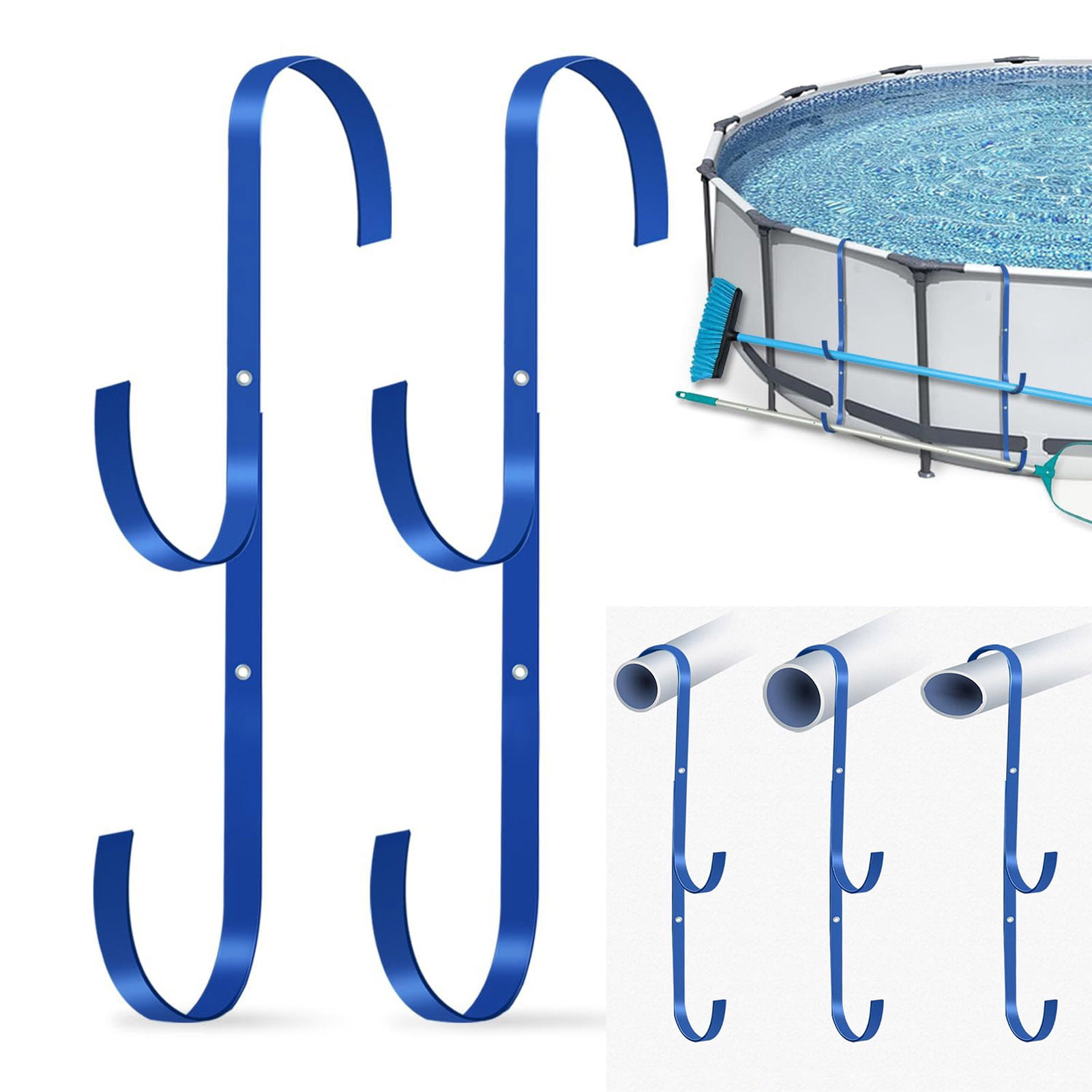 Xeyise 1/2Pcs Pool Pole Leaf Skimmer Net Holder Double Hook Design ...