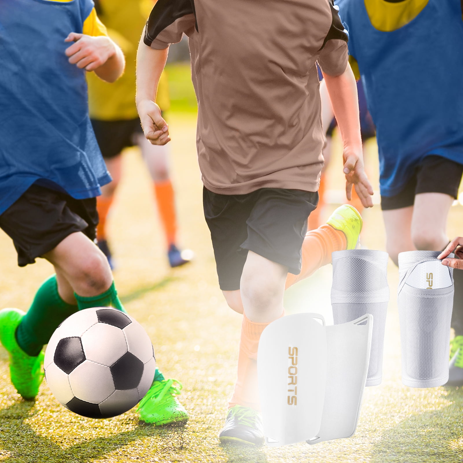 Xeyise 1 Pair Football Shin Guards for Kids Youth Adults Soft Padded ...