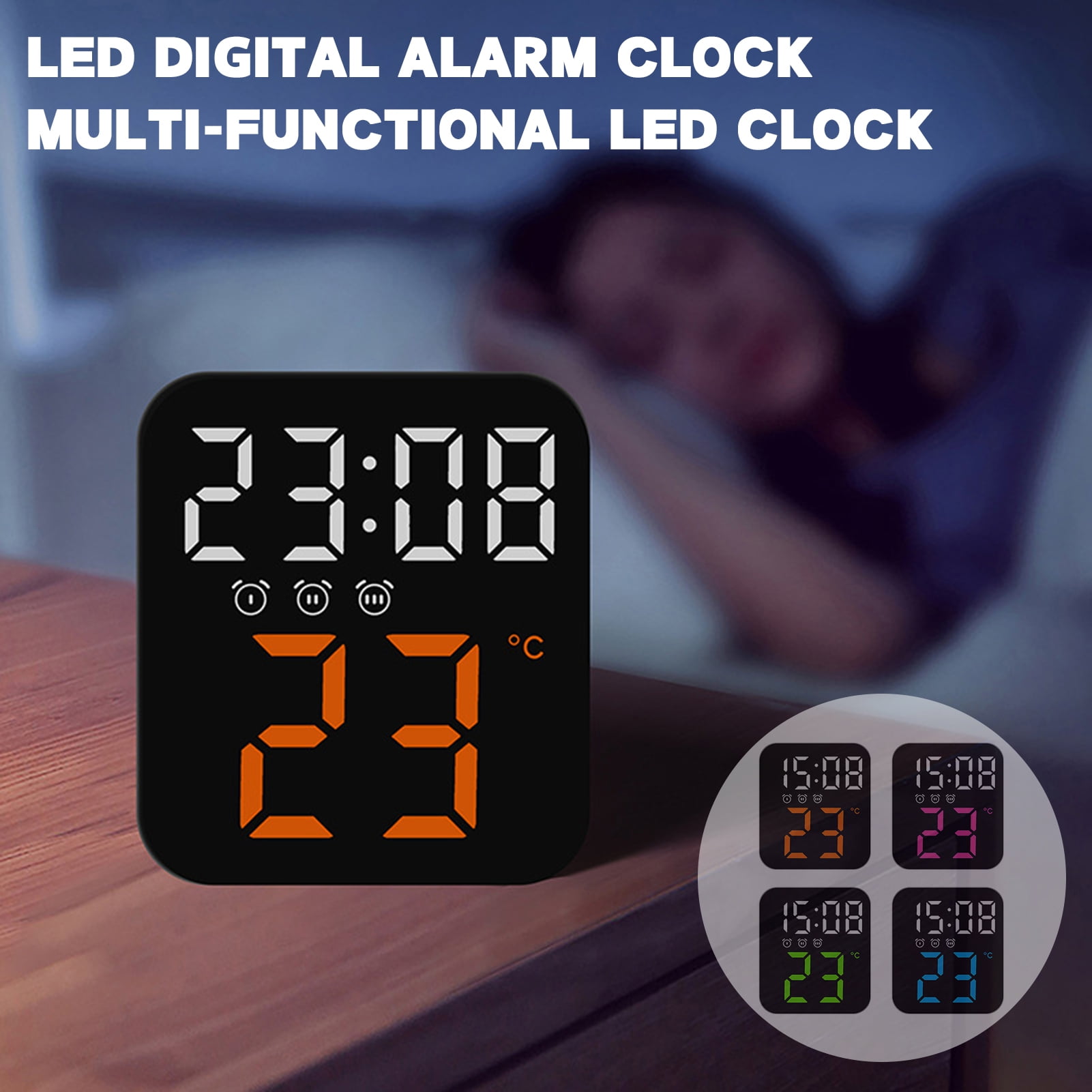 Xeyise 1 Set Alarm Clock Voice Control Digital Clock with Temperature ...