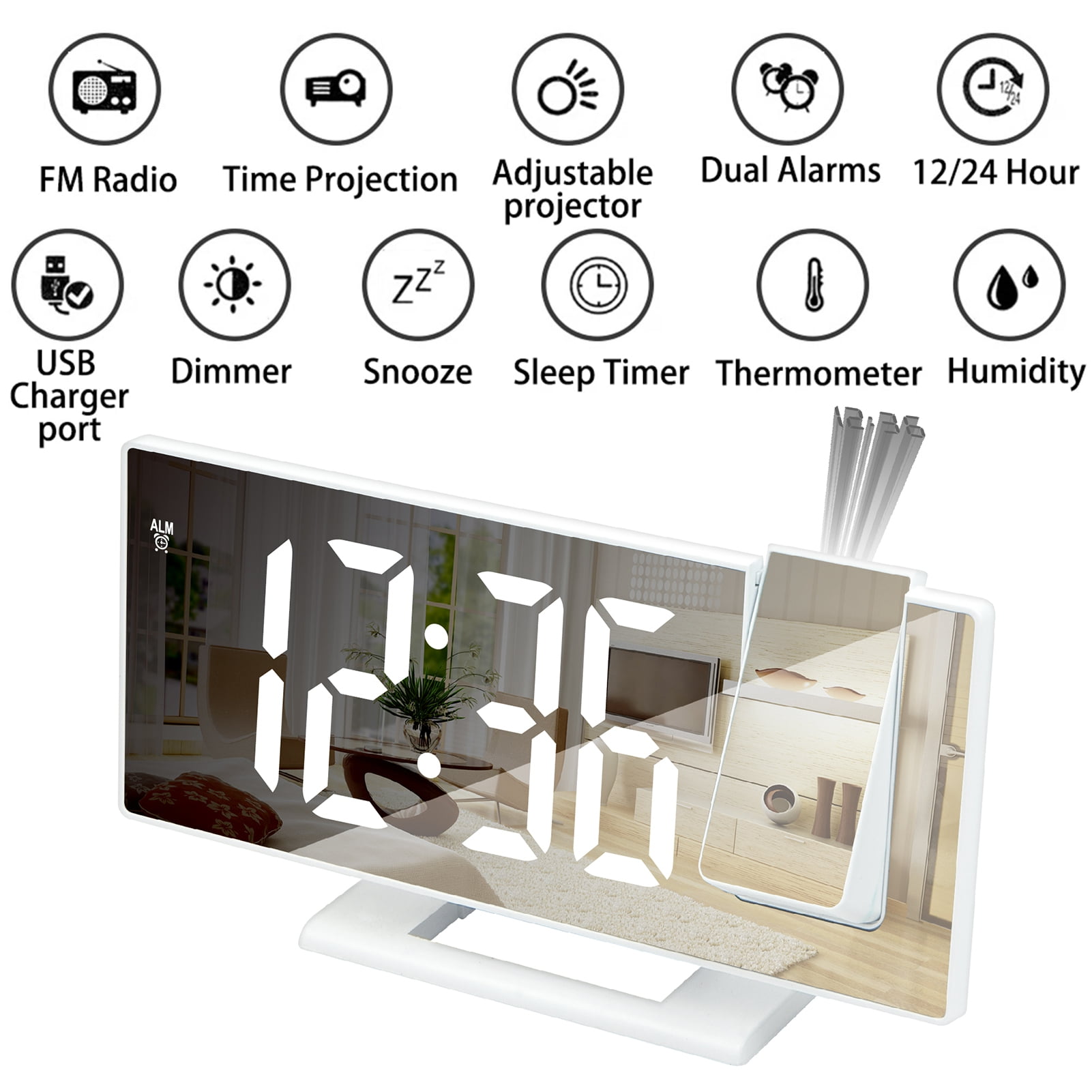 Xeyise 1 Set Digital Alarm Clock Four-speed Brightness Adjustment Clear ...