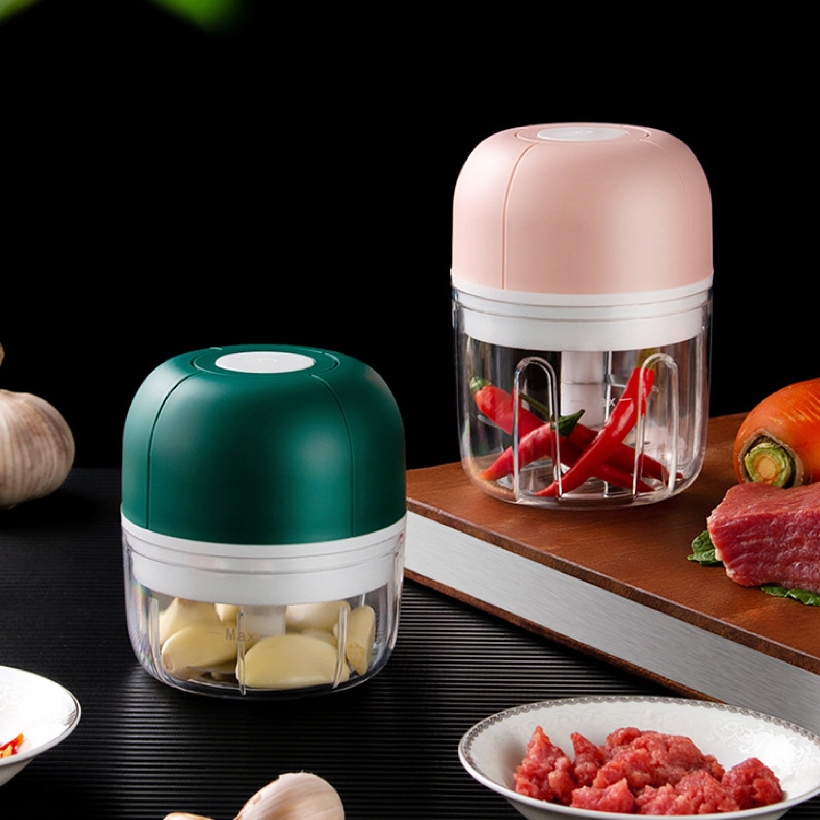 Xeyise 100ml/250ml Garlic Chopper Electric Press Switch ABS Mini Onion ...