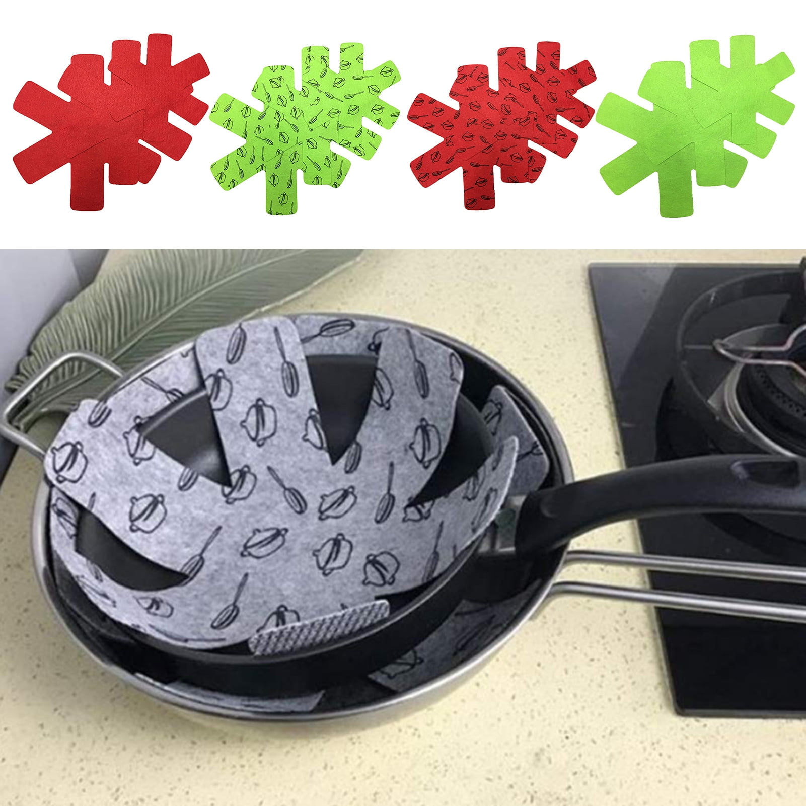 Xeyise 12 Pcs Non-stick Pan Protective Mat 3 Sizes Water Absorbent Soft ...