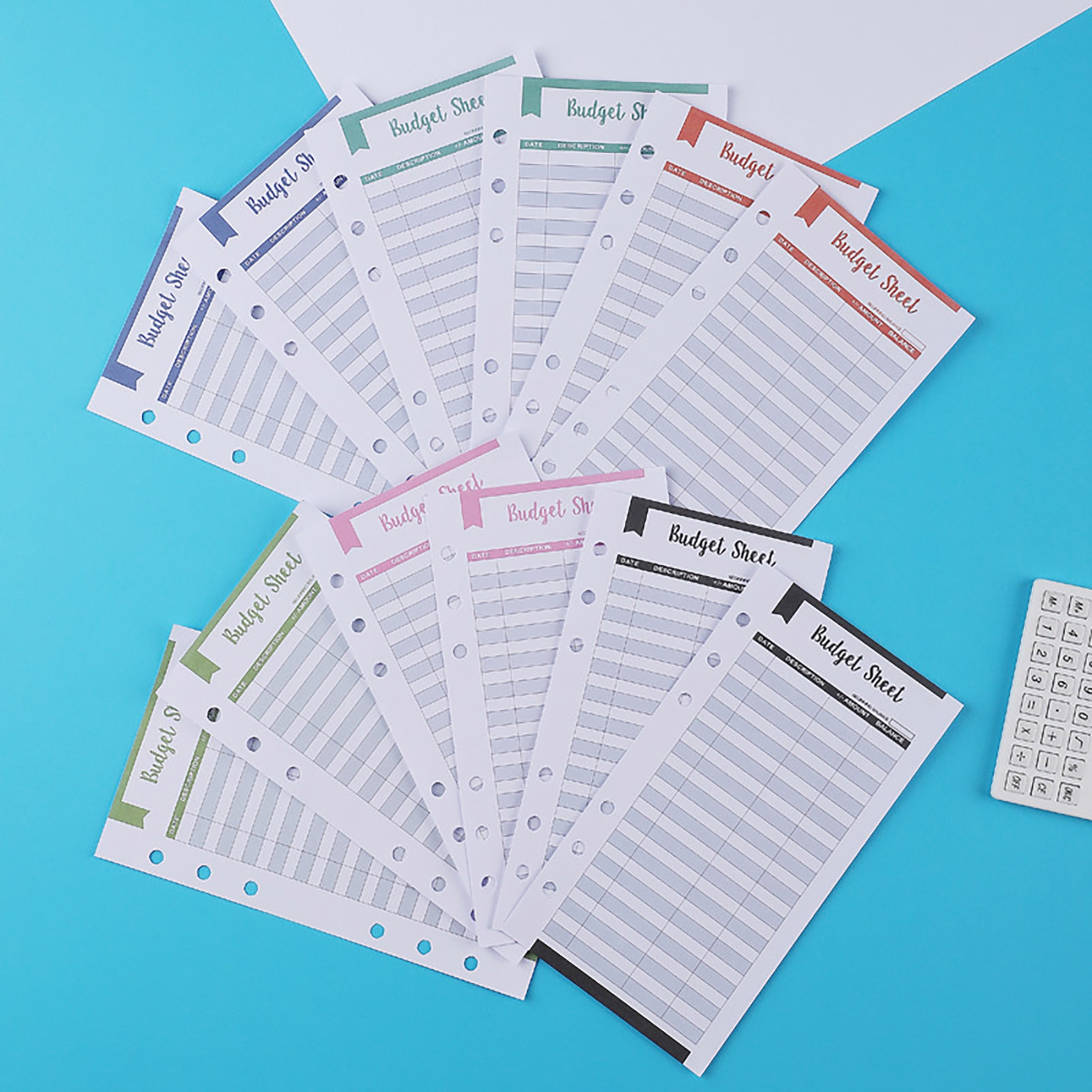 Xeyise 12Pcs Budget Card 6 Holes Design Budget Sheets Multi-color ...