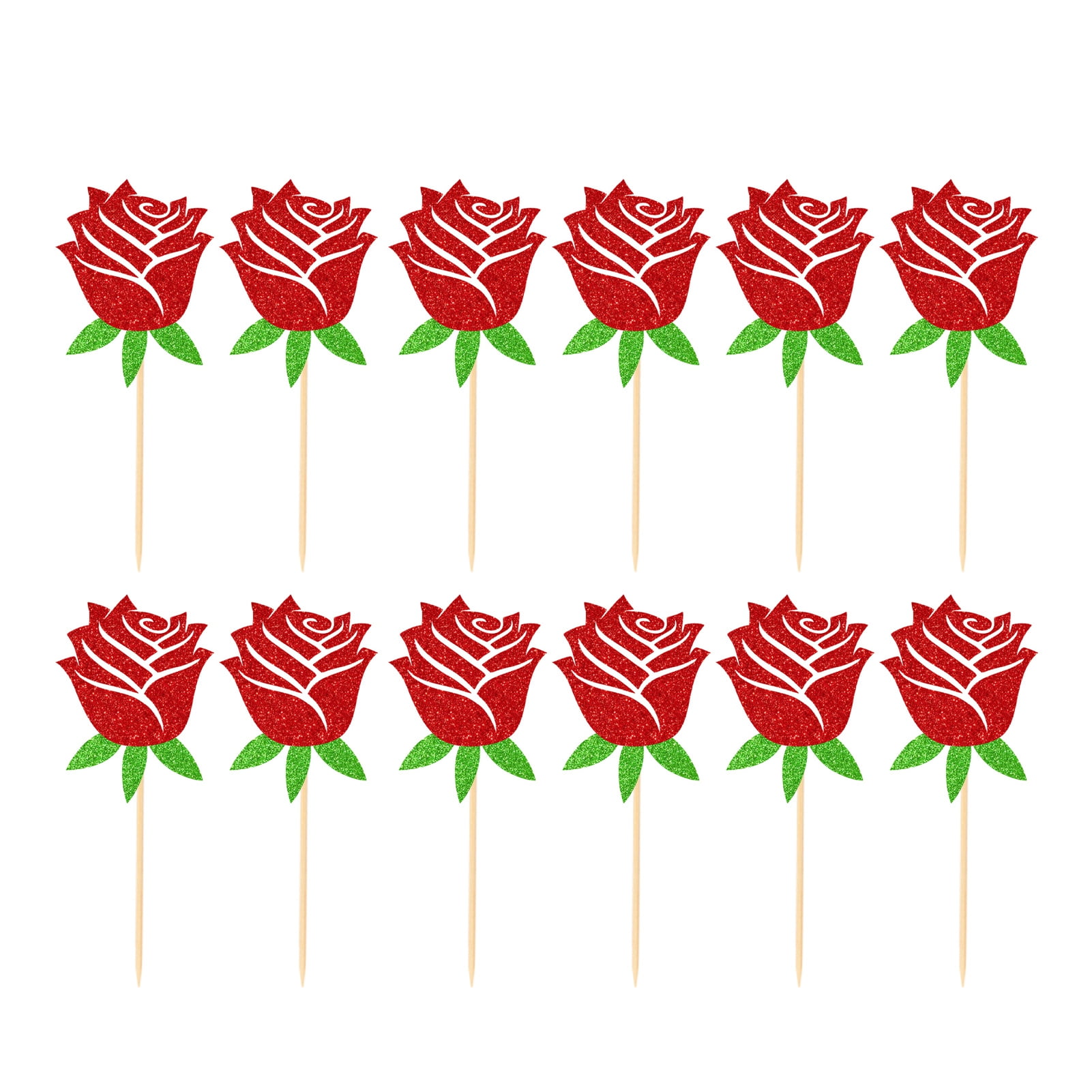 Xeyise 12Pcs/Set Beautiful Rose Shape Cake Topper Handmade Festive ...