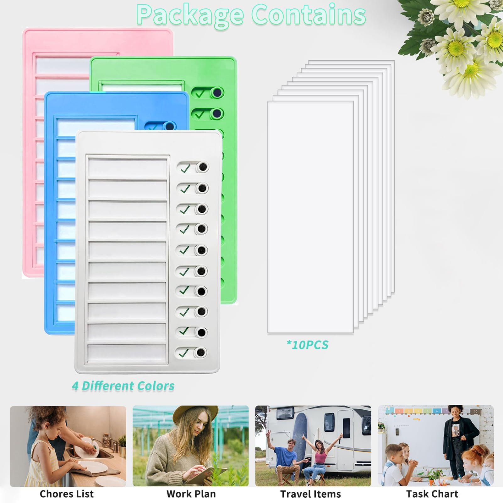 Xeyise 2/4Pcs Note Message Checklist Kids Chore Chart To Do List Board ...