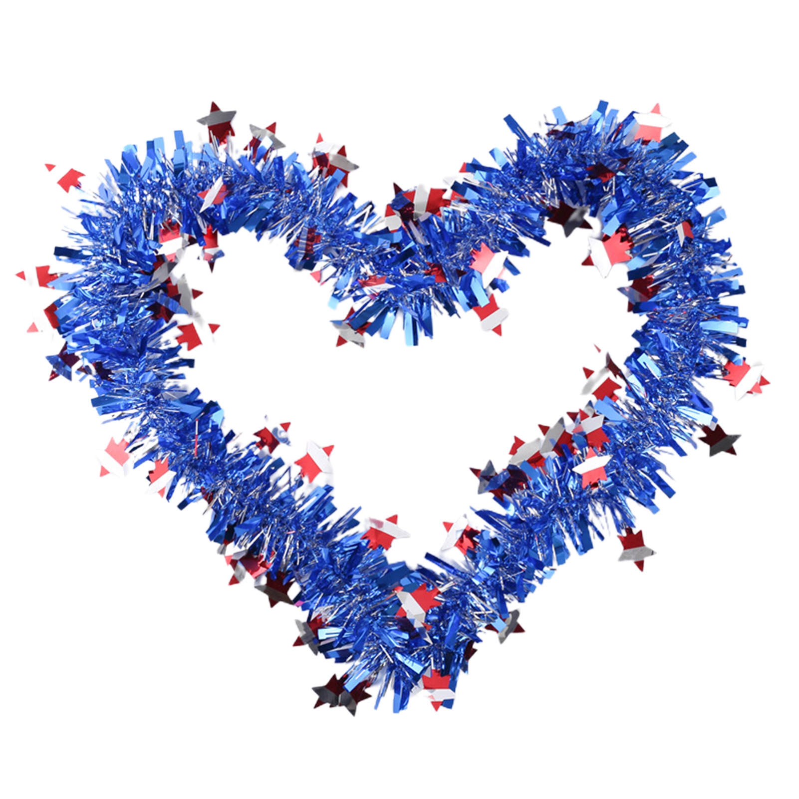Xeyise 2 Meters Patriotic Tinsel Garland Red White Blue Metallic Wire ...
