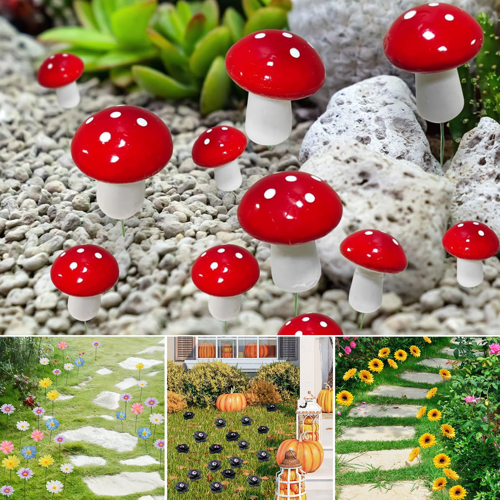 Xeyise 20Pcs 3D Flower Garden Stake Weather-proof Outdoor Patio Yard ...