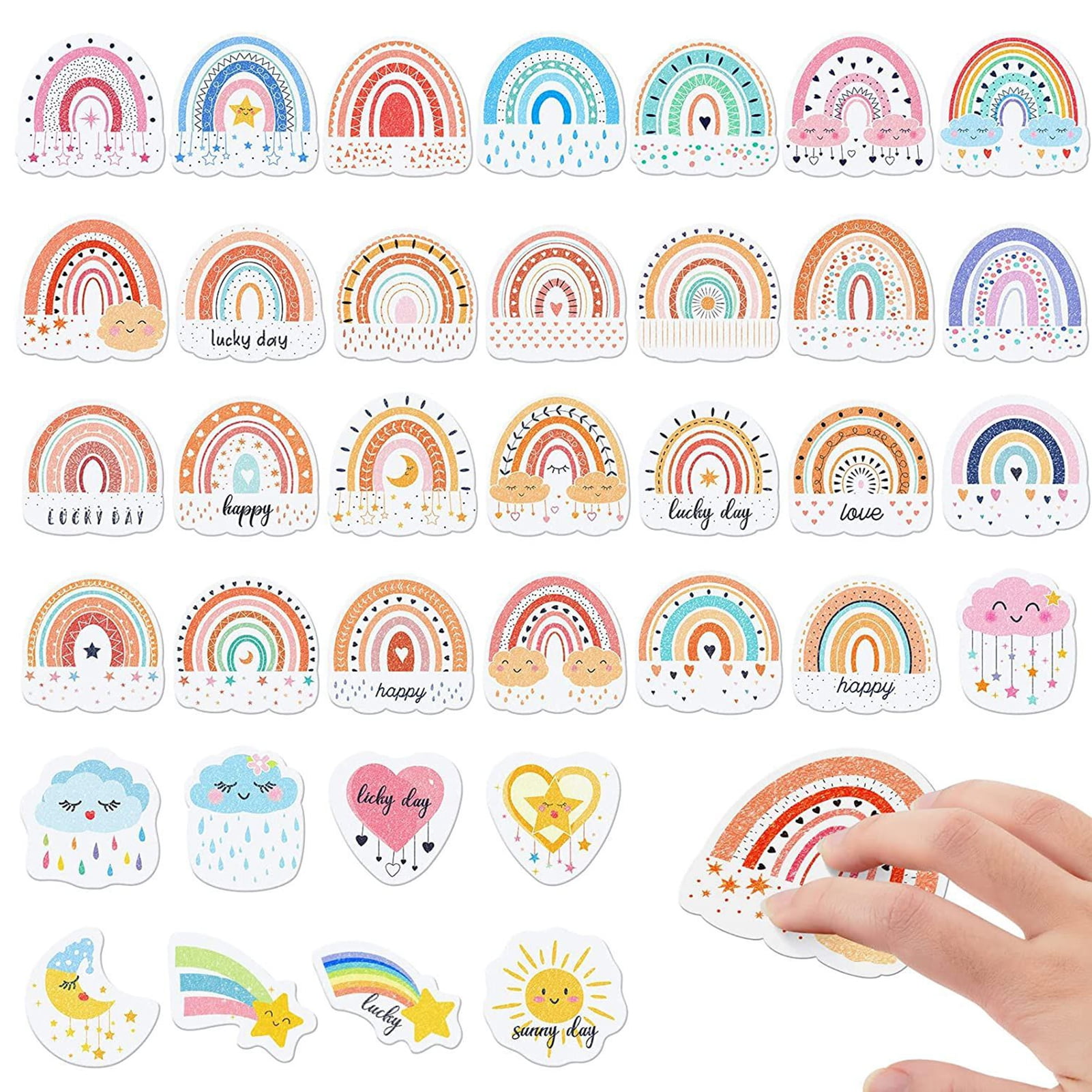 Xeyise 24Pcs Stress Reducing Stickers Strip Texture Rainbow Shape ...