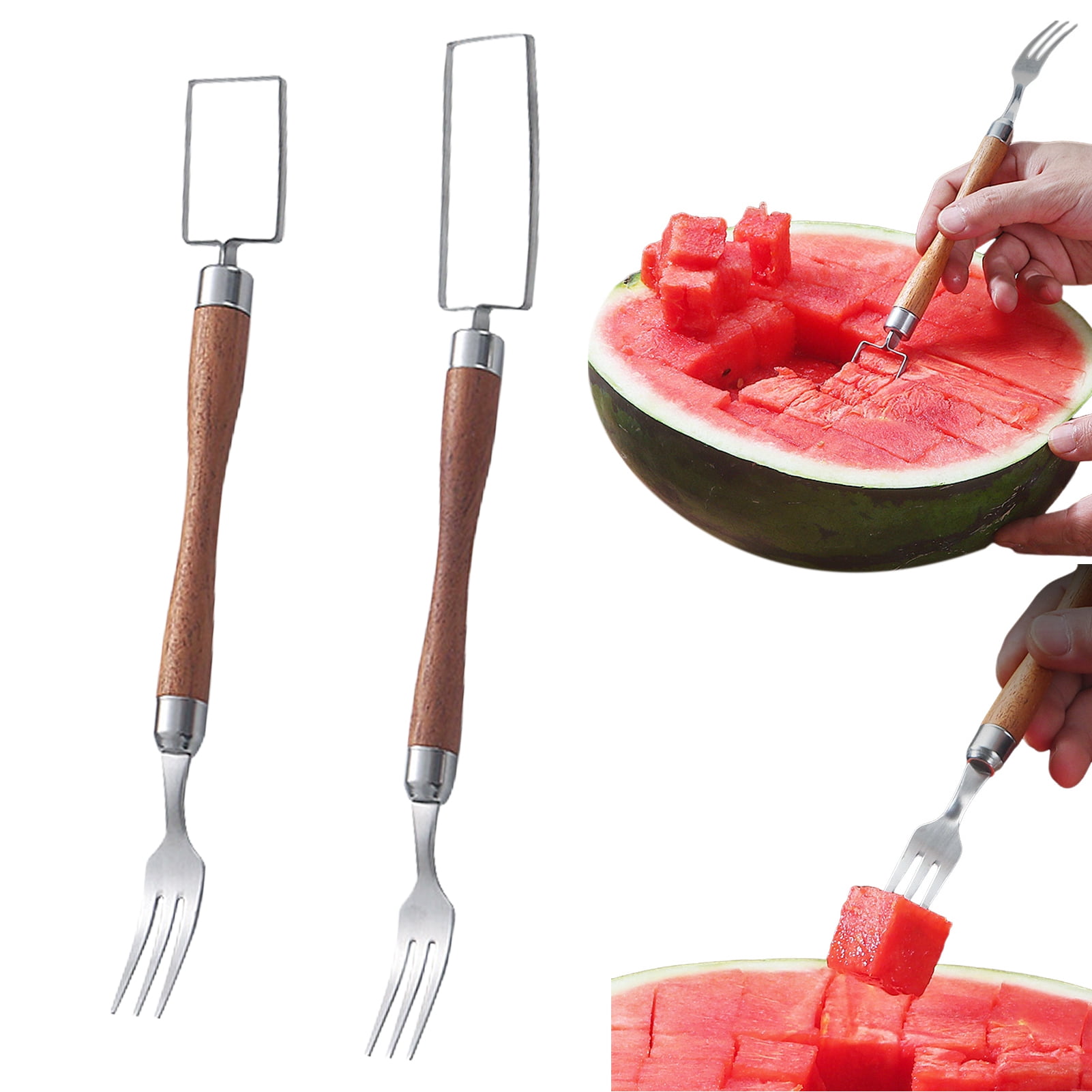 Xeyise 2Pcs 2-In-1 Watermelon Cutter Stainless Steel Fruits Fork Slicer ...