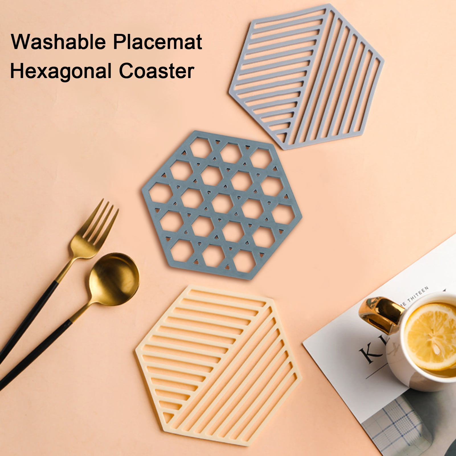 Xeyise 2Pcs TPR Home Placemat Irregular Shape Hollow Tear-resistant ...
