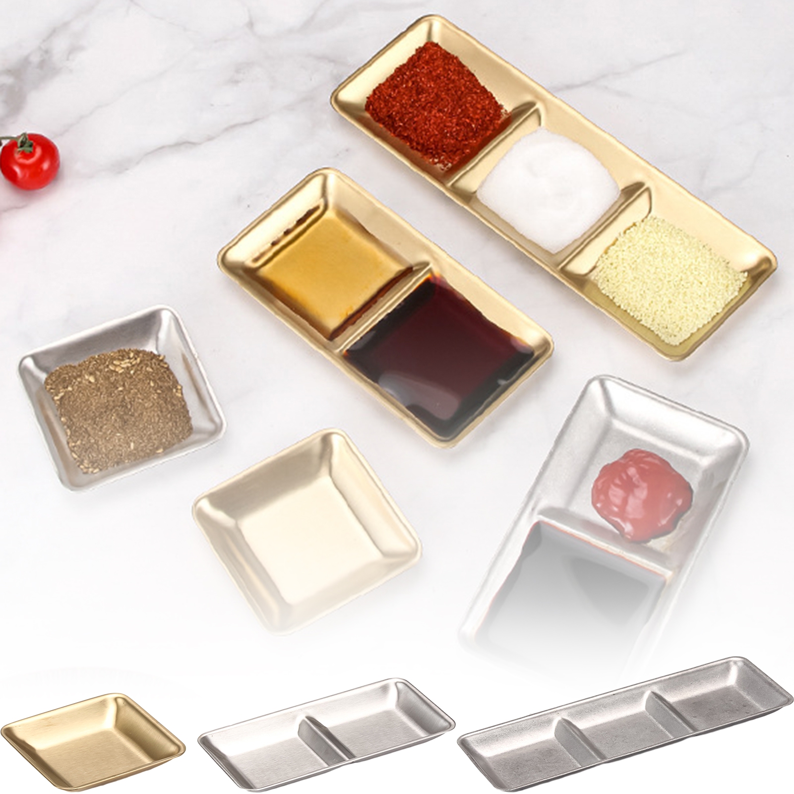 Xeyise 304 Stainless Steel Dipping Dish 1/2/3 Compartments Food Grade ...