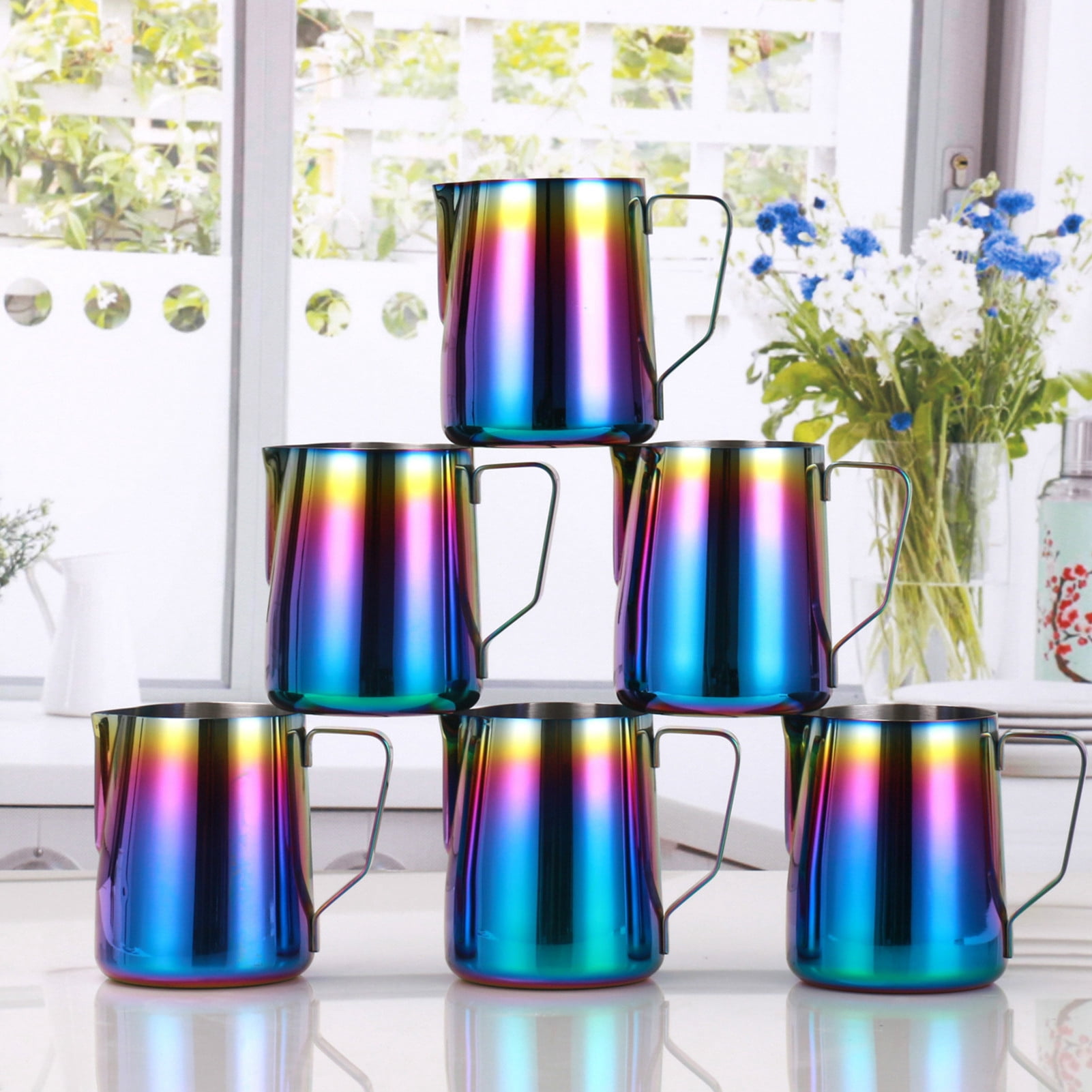 Xeyise 350ml/600ml Stainless Steel Milk Foam Coffee Latte Frothing ...