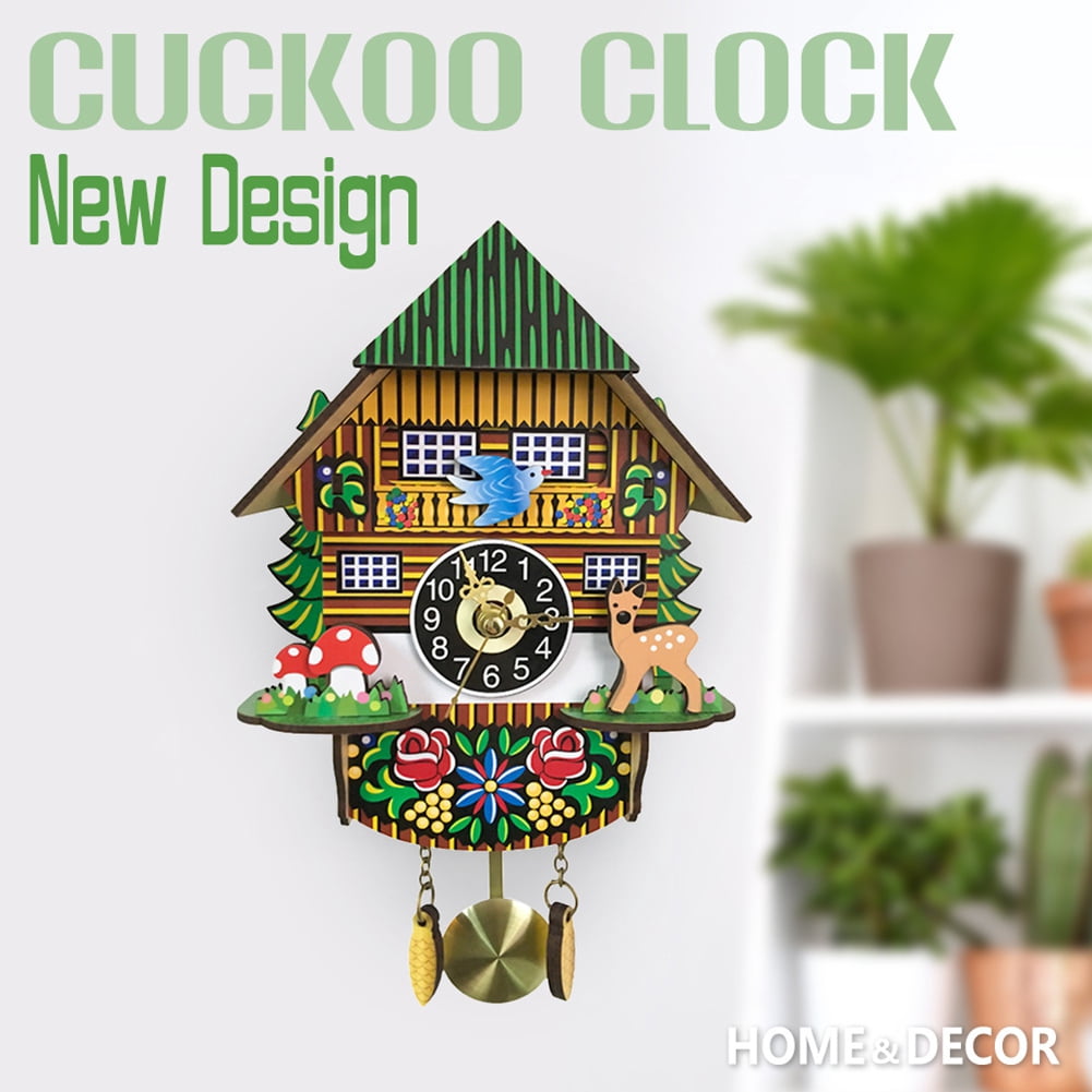 Xeyise 3D Cartoon Cuckoo Wall Hanging Swing Quartz Clock Home Kids Room ...