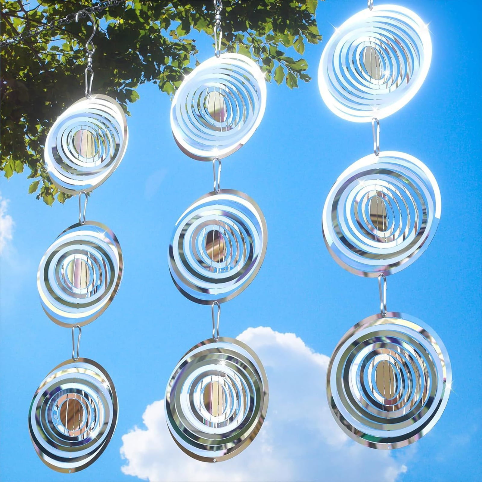 Xeyise 3D Round Wind Spinner Bird Scare Decoration Outdoor Garden Yard ...