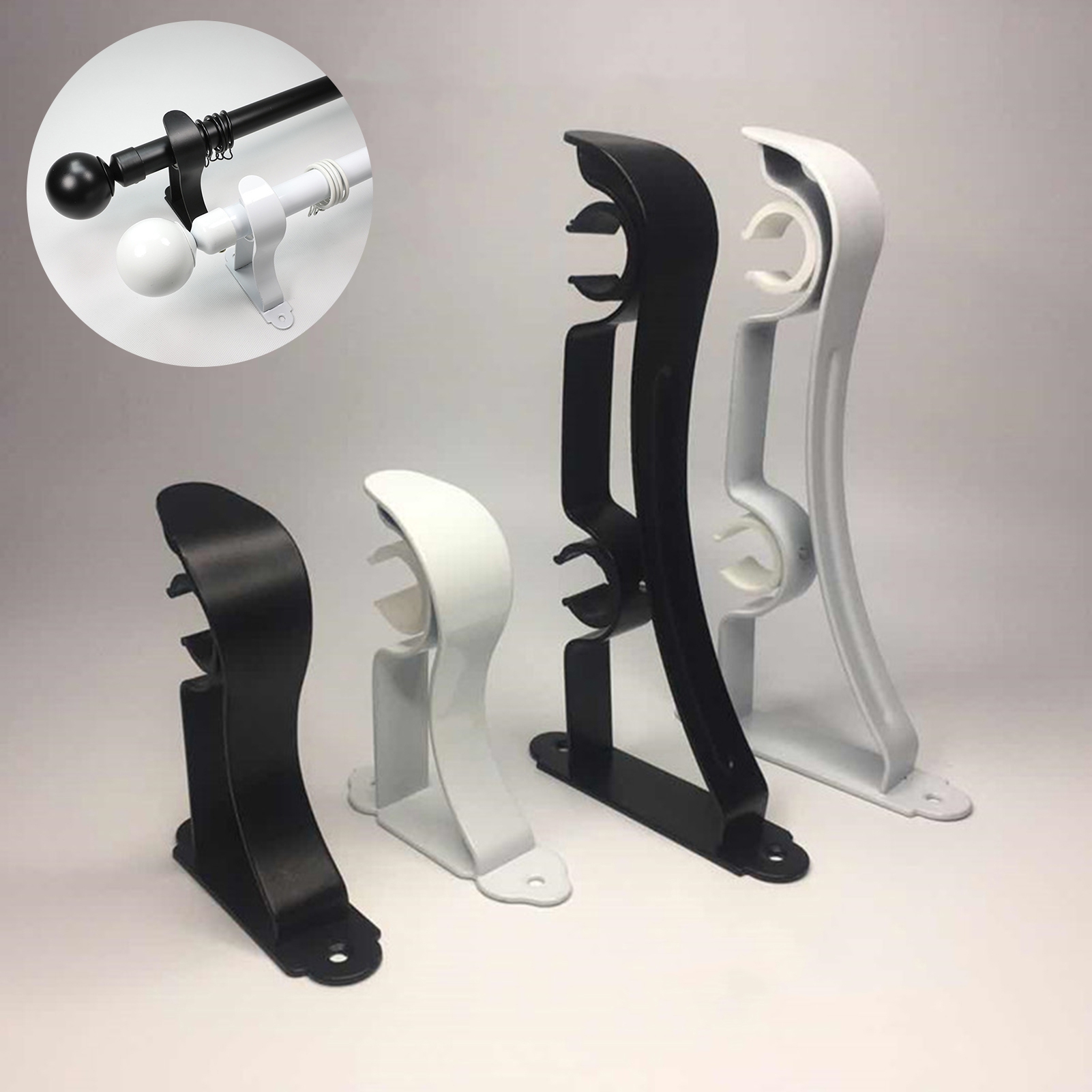 Xeyise 4 Pcs Curtain Rod Bracket Heavy Duty Curtain Rod Holder Rod ...