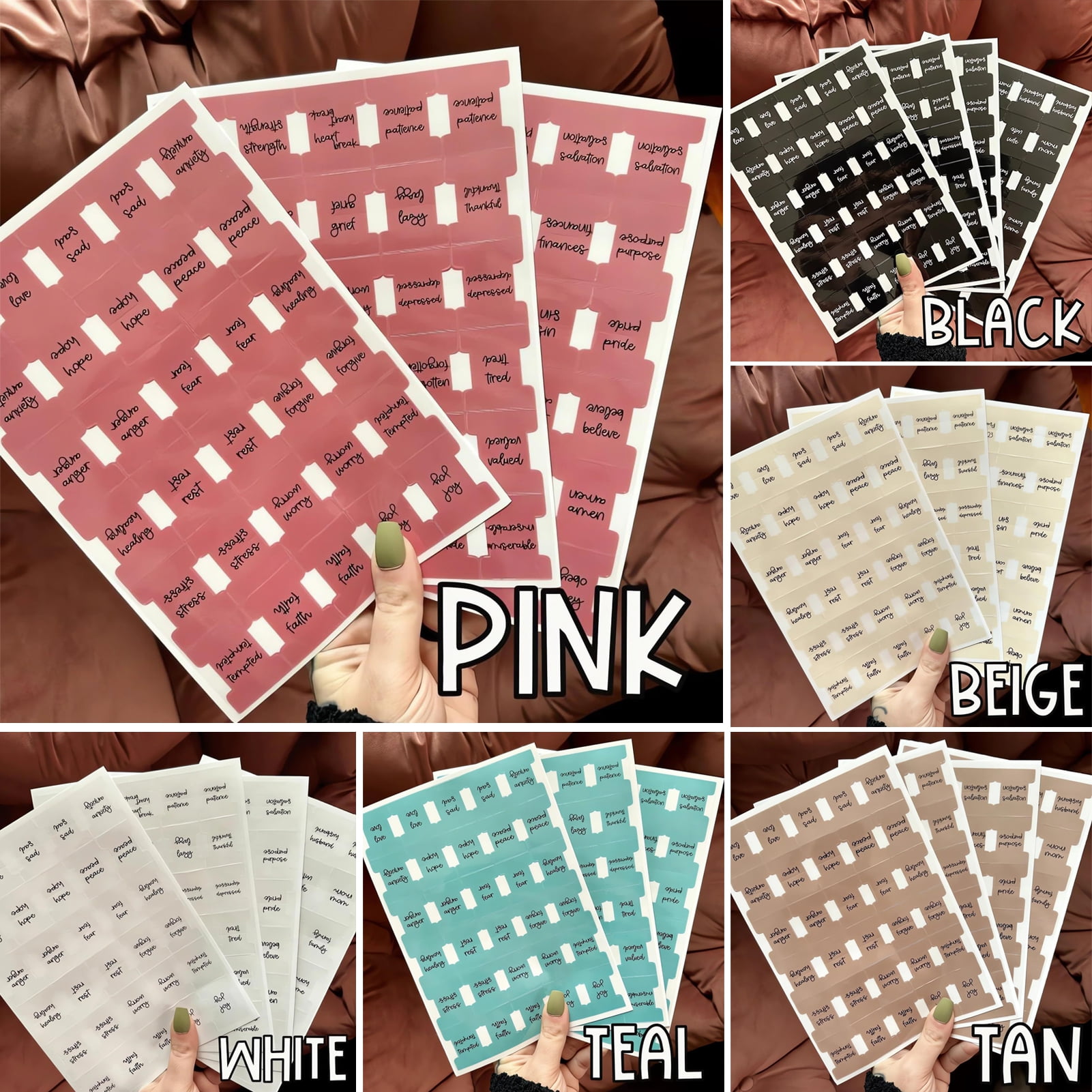 Xeyise 4 Sheets/Set Prayer Bible Tab Self-adhesive Bible Sticky Index ...