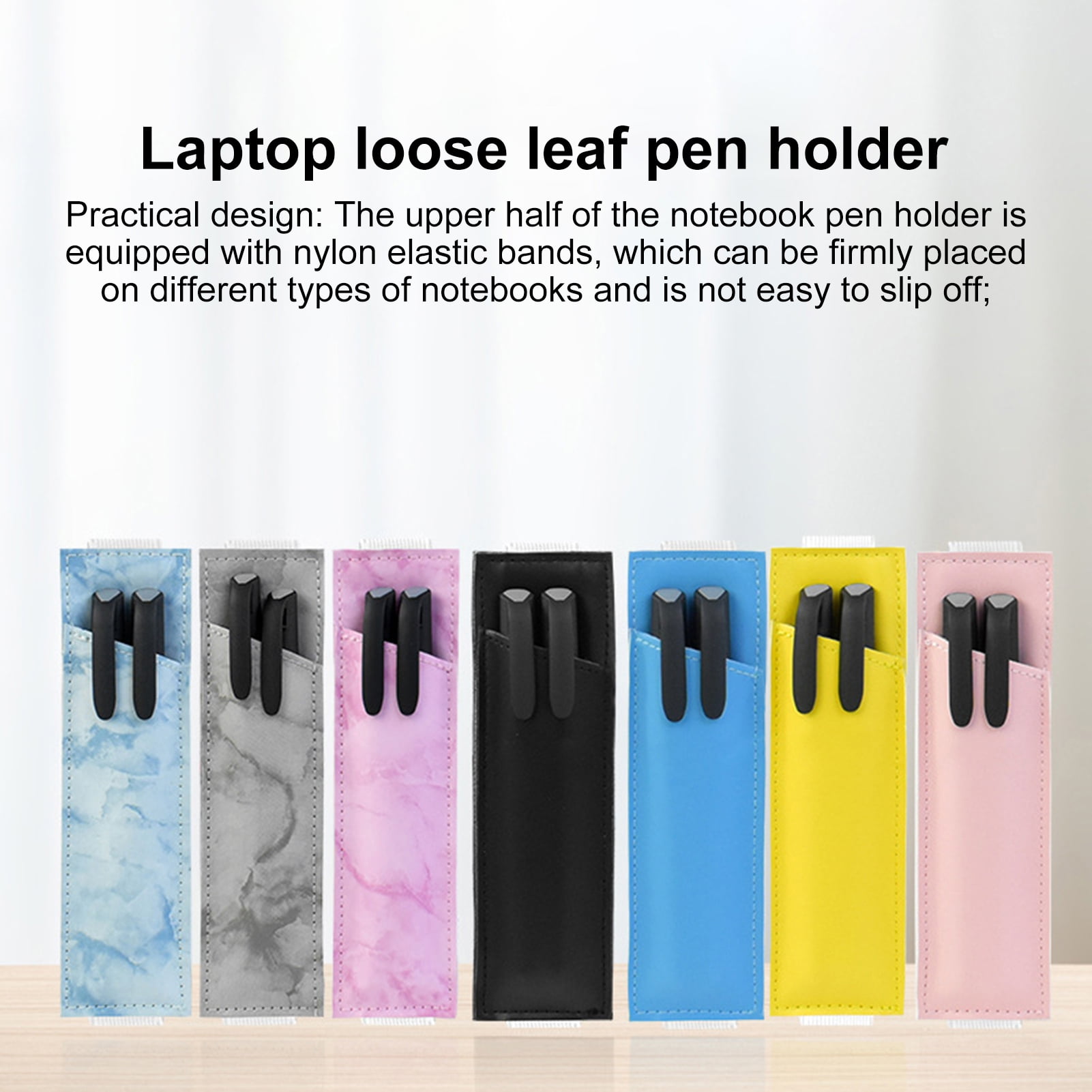 Xeyise 4Pcs Adjustable Elastic Band Pen Holder Faux Leather Pencil ...