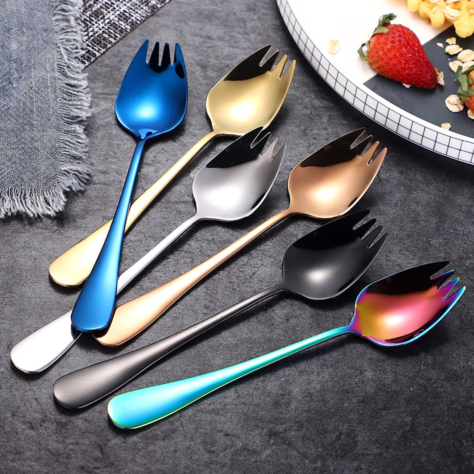 Xeyise 4Pcs Integrated Spoon Fork Stainless Steel Durable Lightweight ...