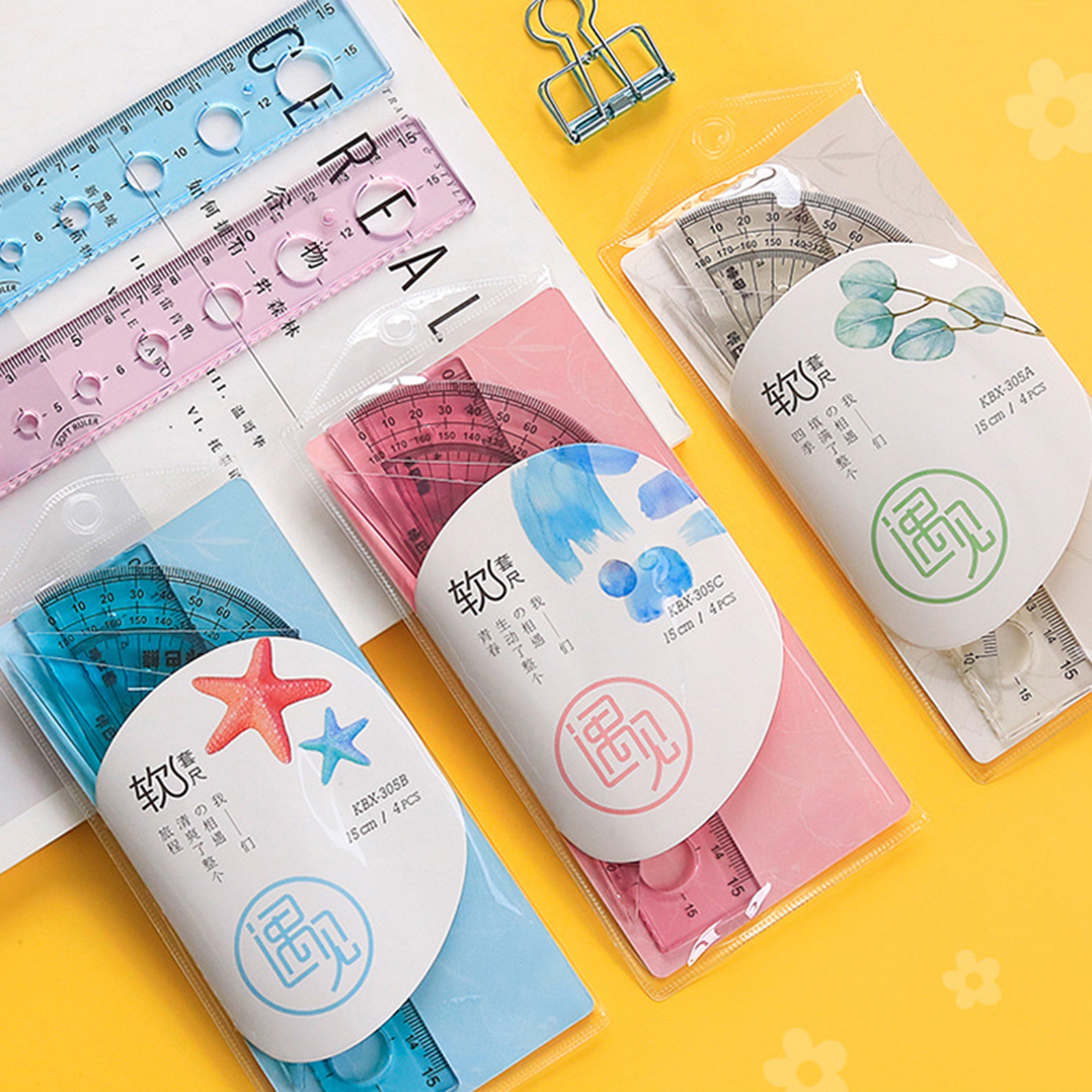 Xeyise 4Pcs/Set Measuring Ruler Set Soft Bent Freely Clear Scale ...