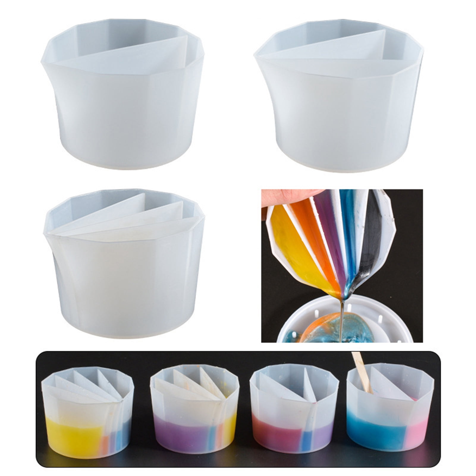 Xeyise 4Pcs Silicone Pour Split Cup Paint Color Mixing Cup Multi ...