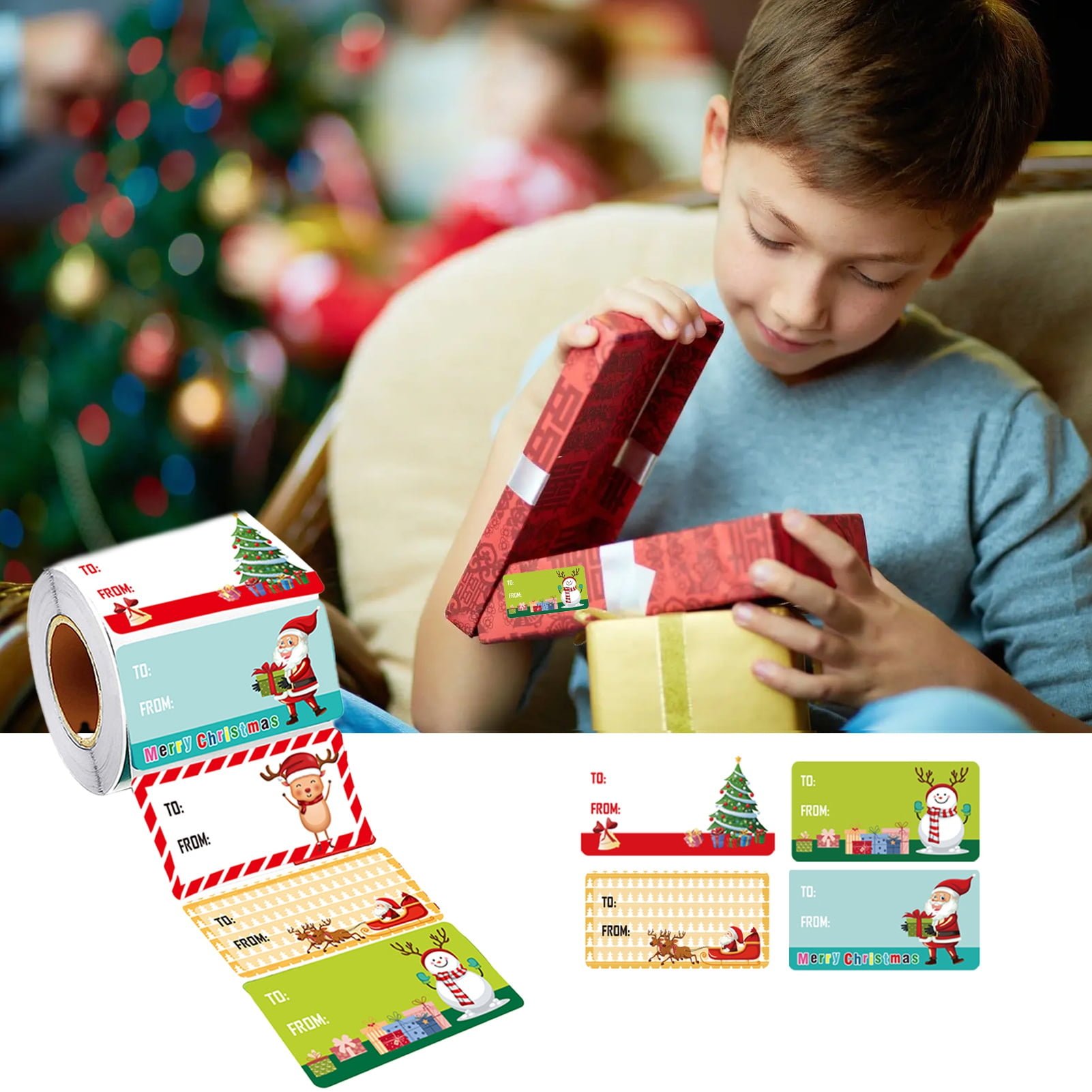 Xeyise 500Pcs/Roll Label Sticker Self-adhesive Christmas Stickers ...
