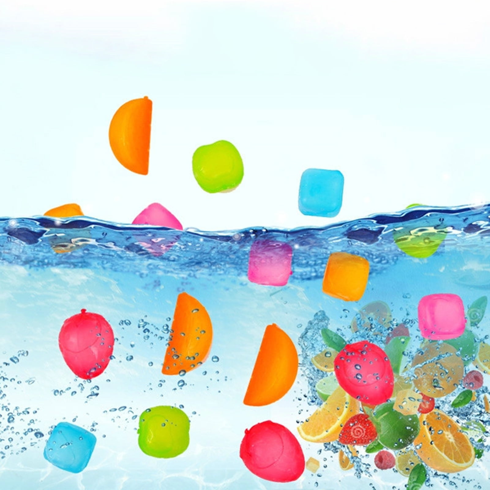 Xeyise 6 Pcs Ice Cubes Quick Cooling Reusable TPU Summer Fruit Ice ...