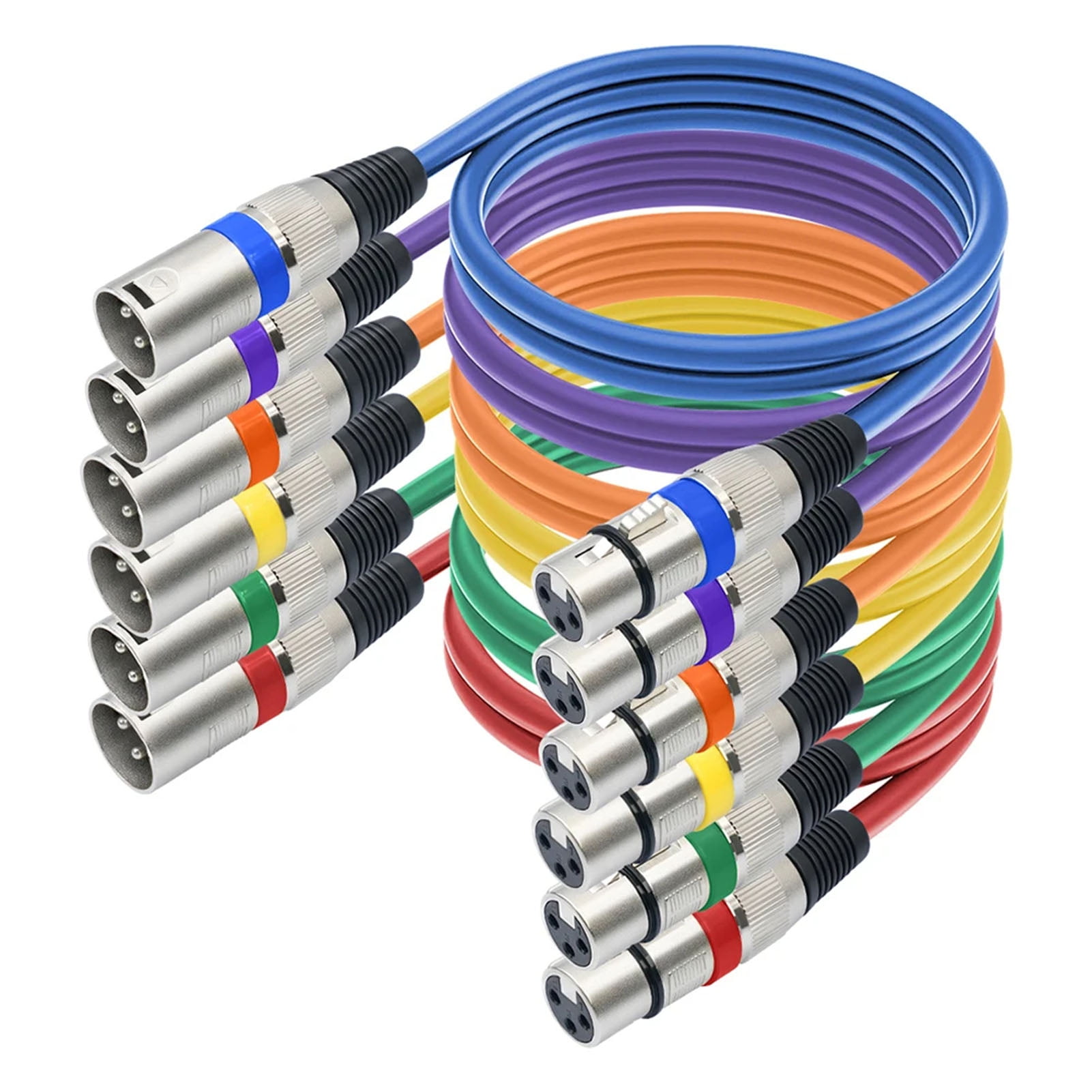 Xeyise 6Pcs XLR Male to Female Microphone AUX Cord Versatile Compatibility Rugged 3-Pin Balanced ...