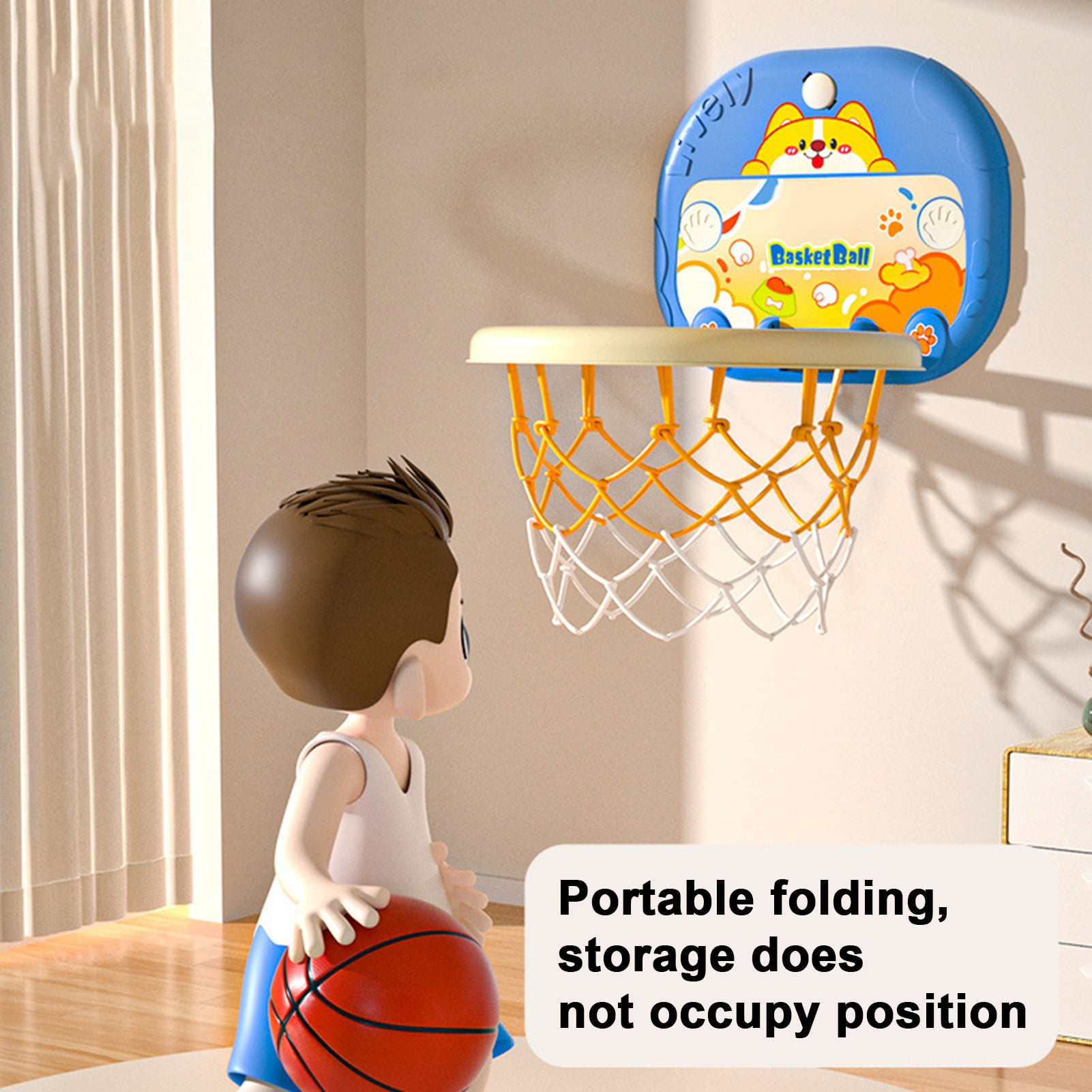 Xeyise Adjustable Height Toddler Basketball Hoop Set Portable Foldable ...