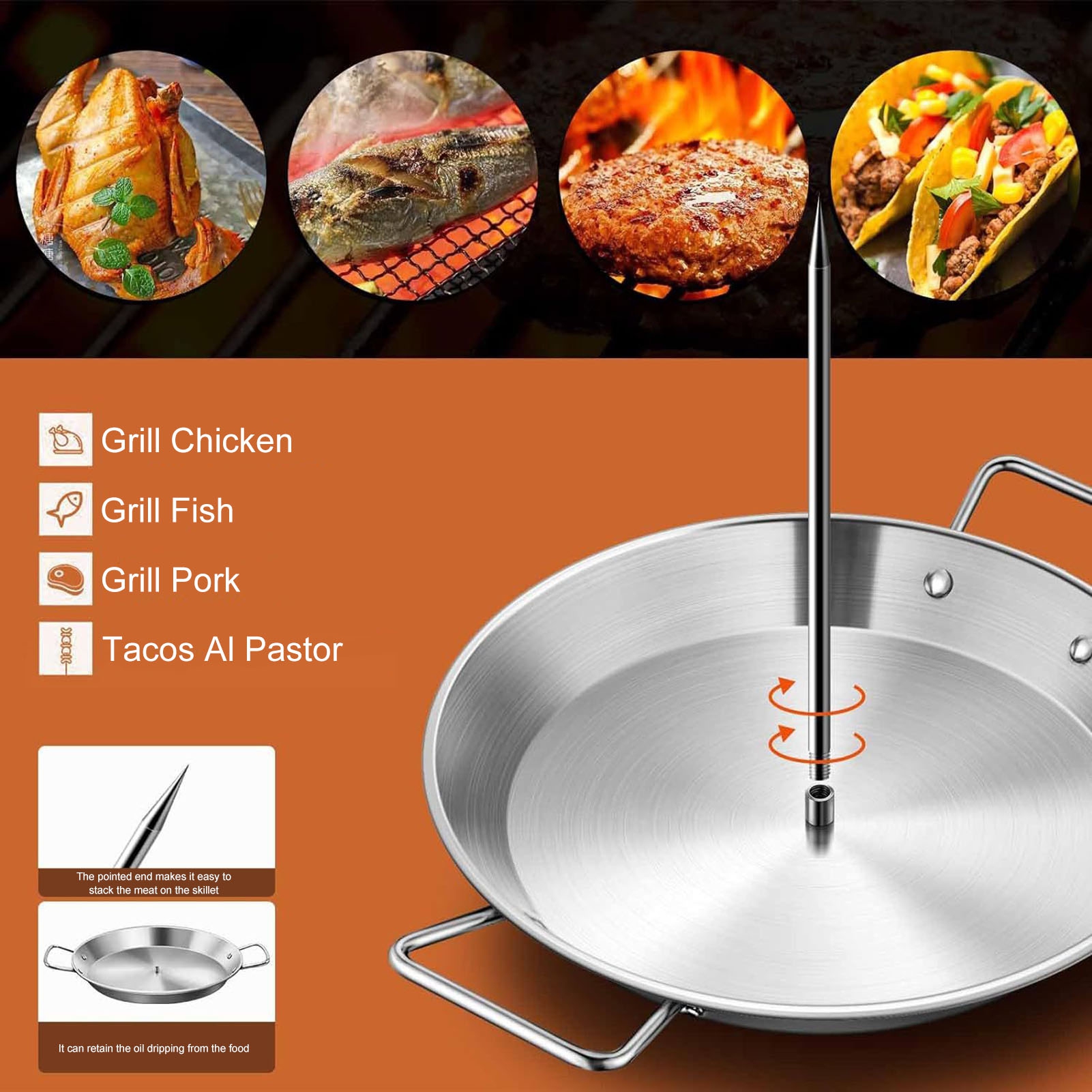 Xeyise Al Pastor Skewer Vertical Skewer for Grill 9 Inch Stainless ...