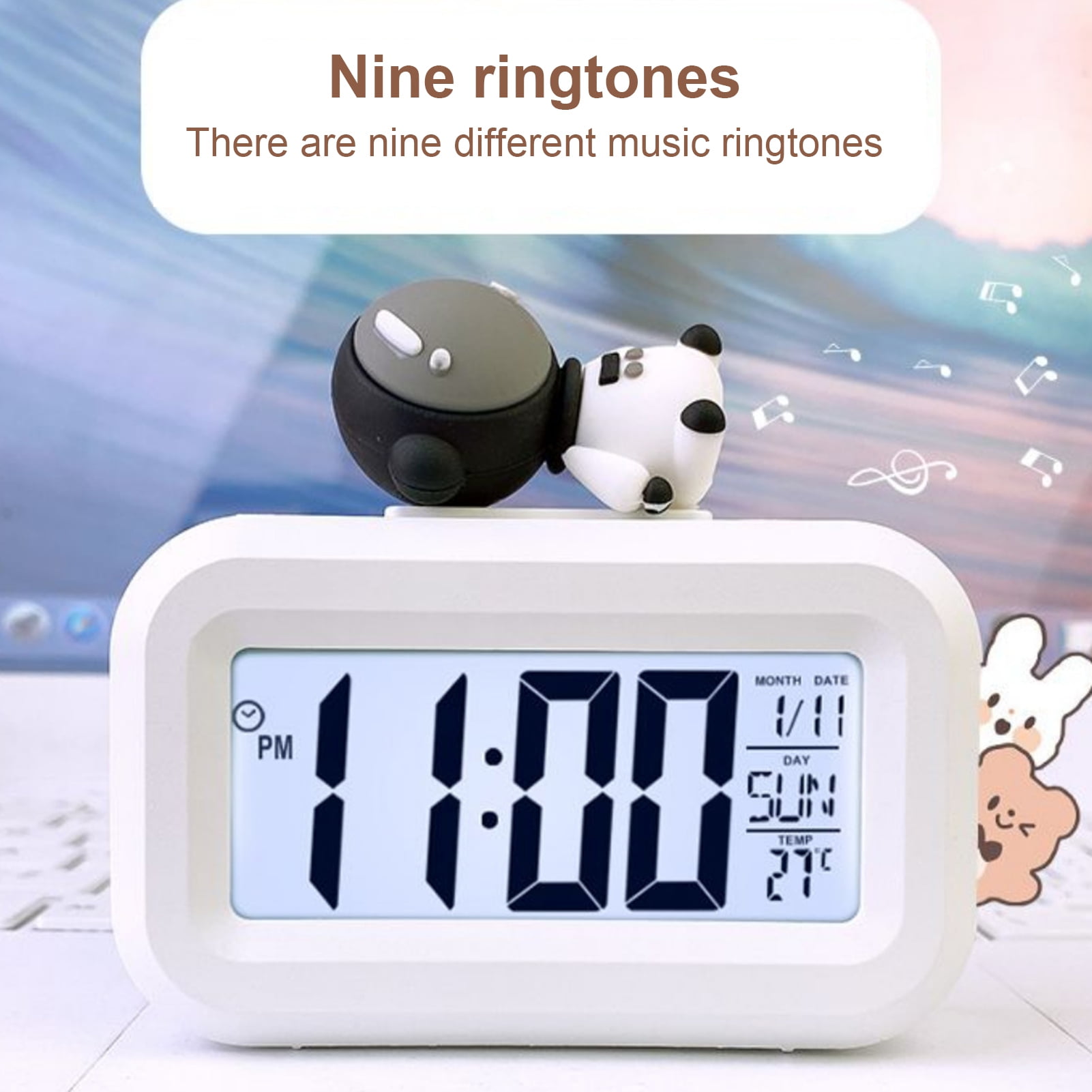Xeyise Alarm Clock Easy to Read Time Date Temperature Display LCD ...