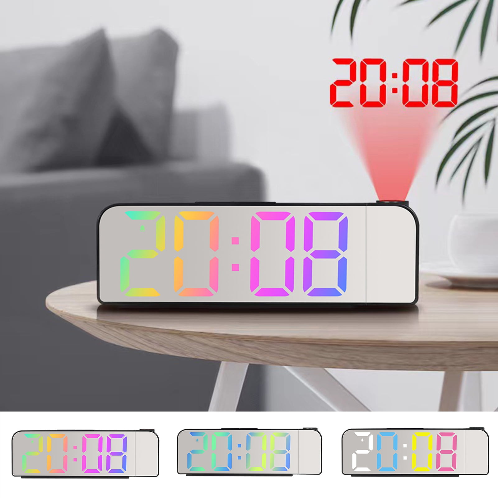 Xeyise Alarm Clock Temperature Display Easy to Read Desktop Projection ...