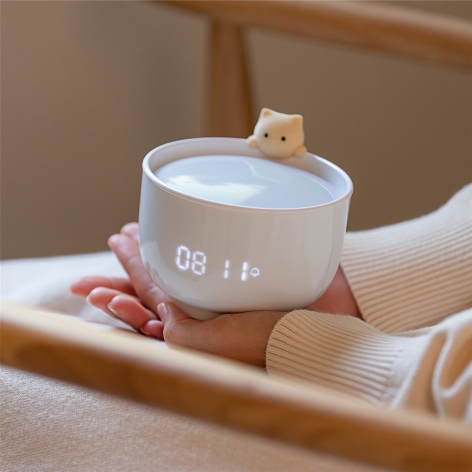 Xeyise Alarm Clocks USB Powered Cats Teacup ABS LED Night Light Digital ...