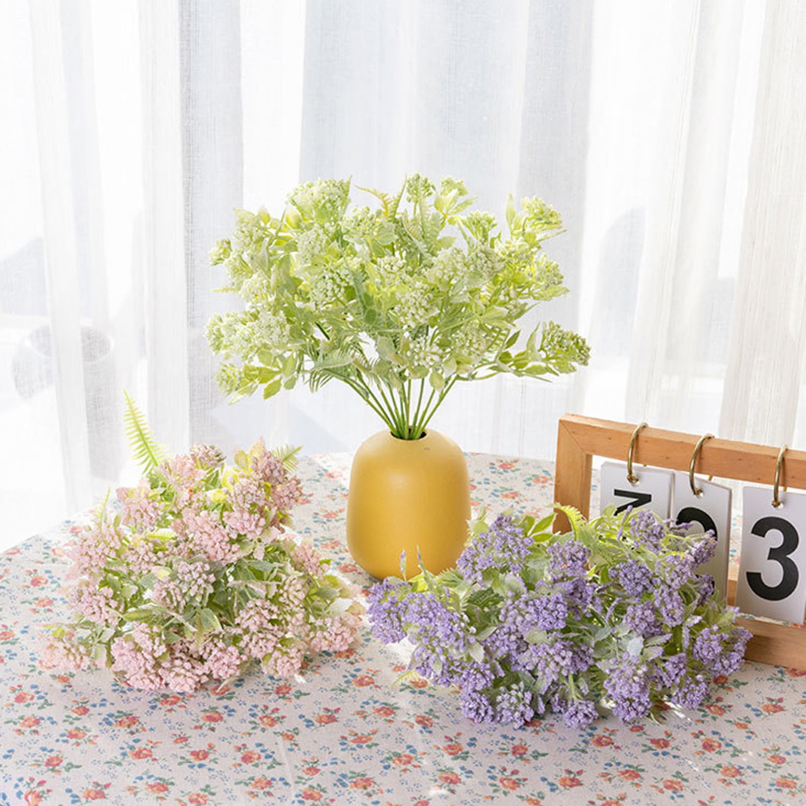 Xeyise Artificial Flower Branch with Stem Fern Leaves Realistic ...