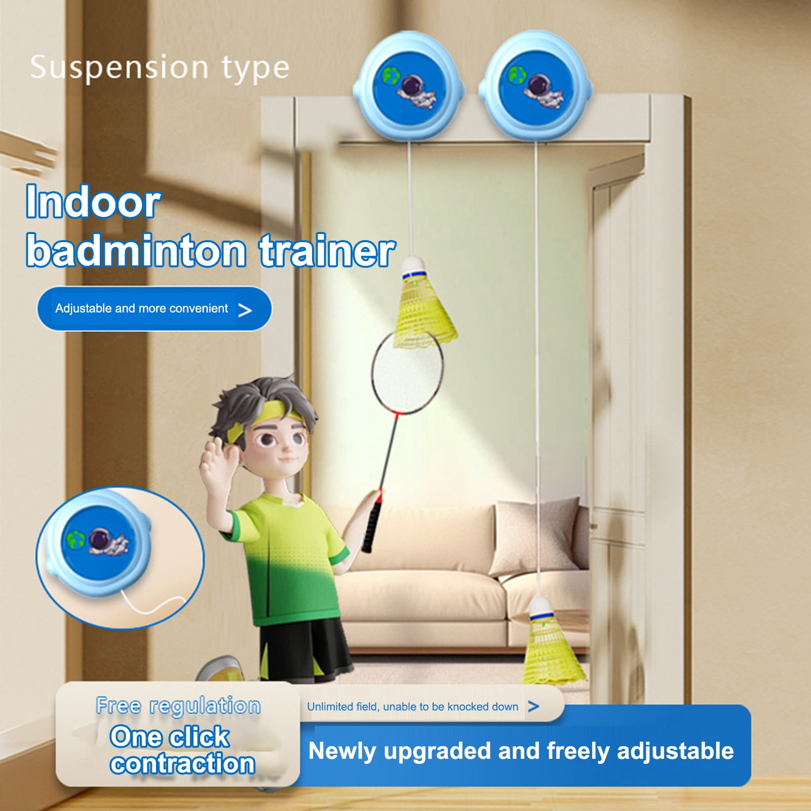 Xeyise Badminton Single-Player Rebound Trainer Height Adjustable Simple ...