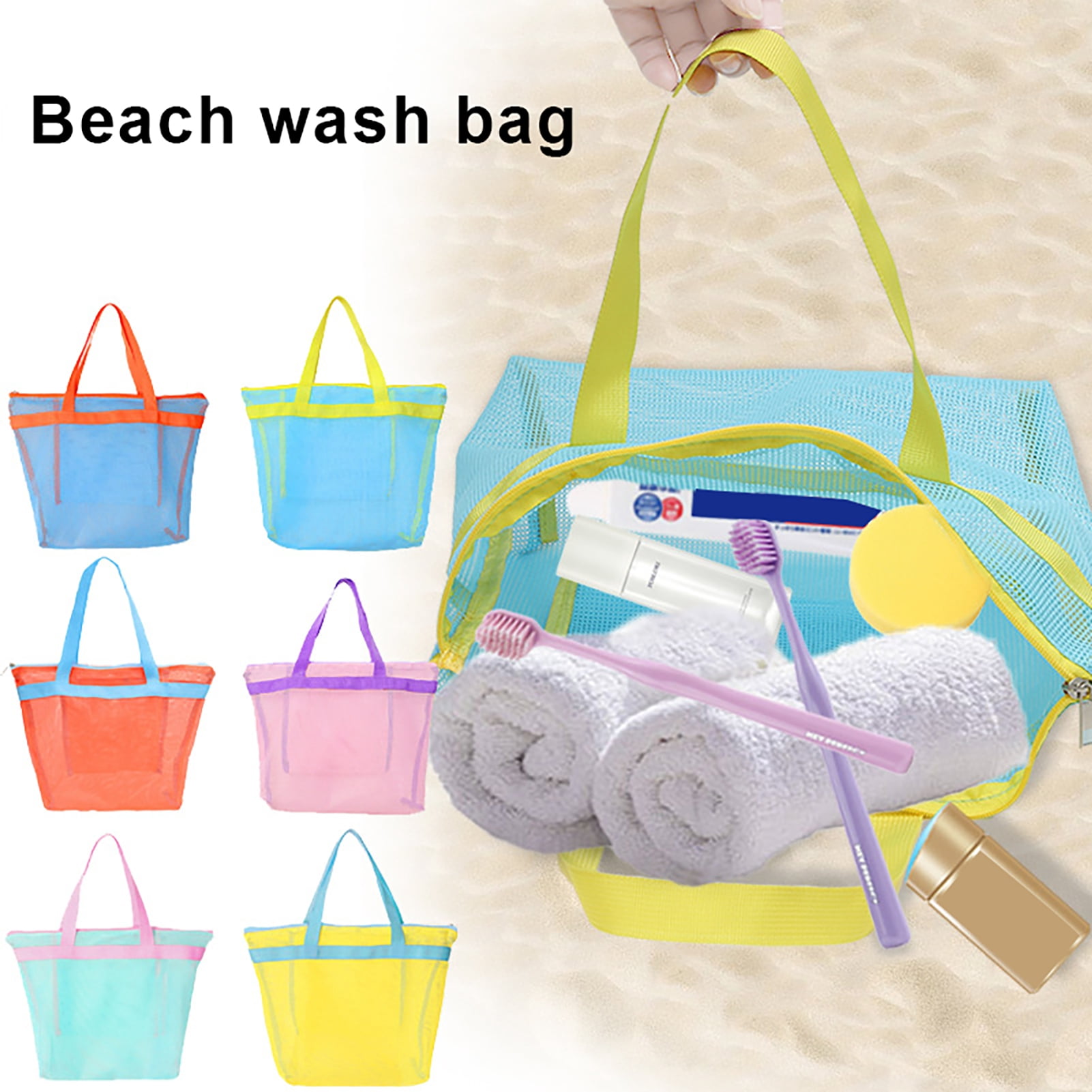Xeyise Beach Bag Hollow Mesh Drainage Large Capacity Quick Dry Portable ...