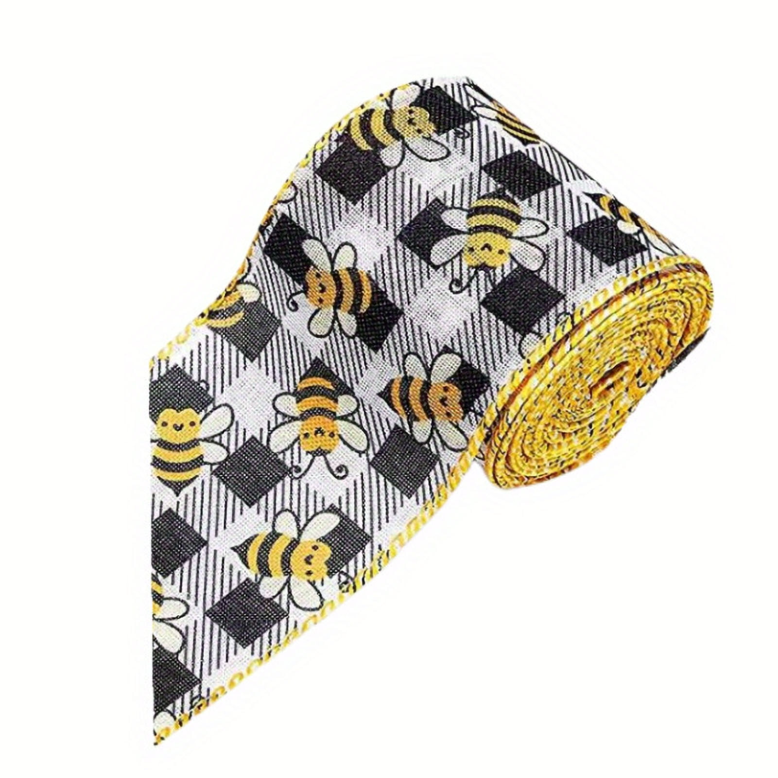 Xeyise Bee Day Element Ribbon Bee Dot Striped Plaid Print Honey Bee ...