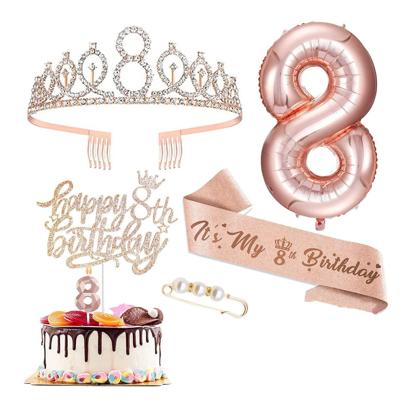 Xeyise Birthday Girl Decorations Set Hairband Shoulder Strap Shiny ...