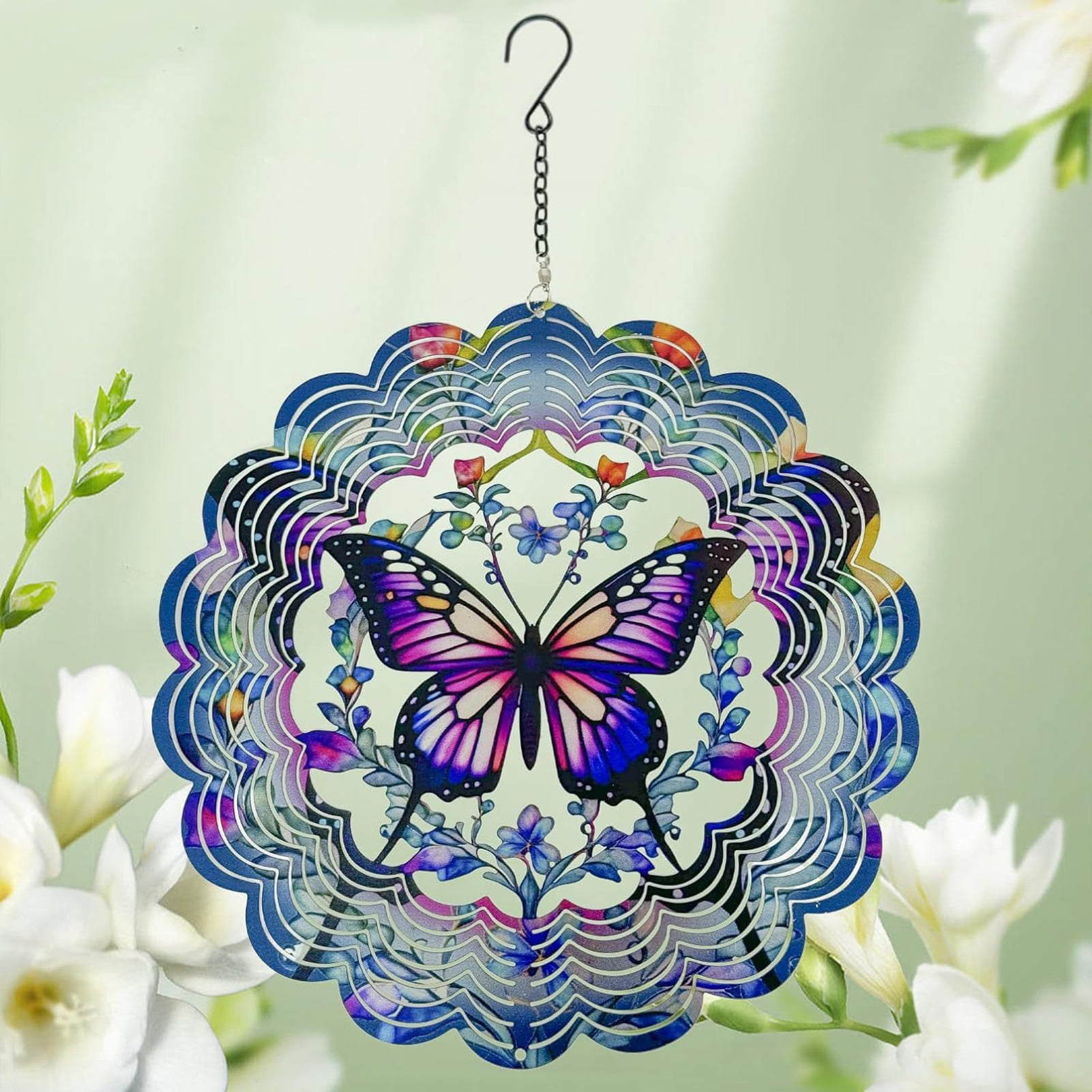 Xeyise Butterfly Wind Spinner Metal 3D Rotating Hanging Butterfly ...