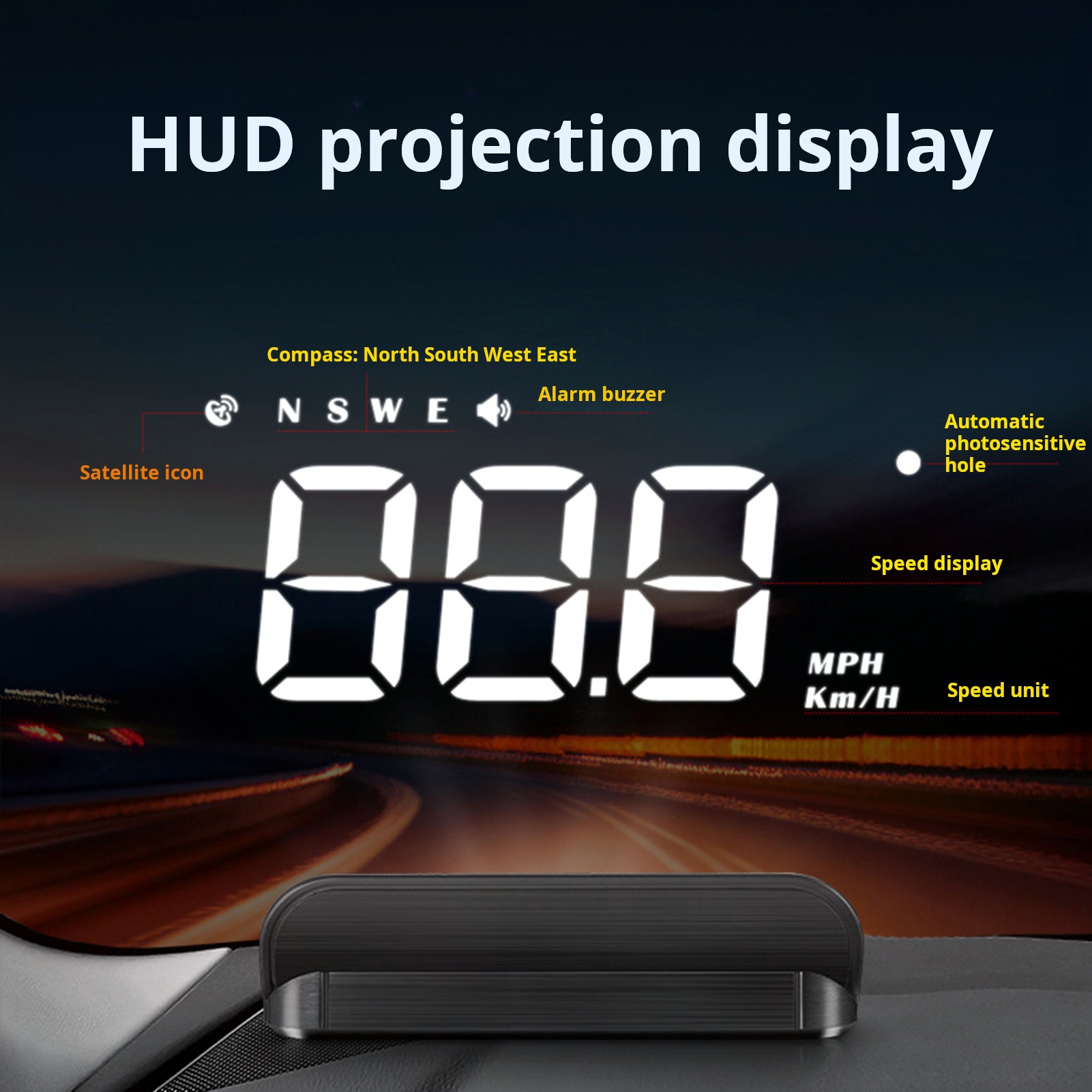 Xeyise Car HUD Display OBD2 HUD Display GPS Speedometer Auto On/Off ...