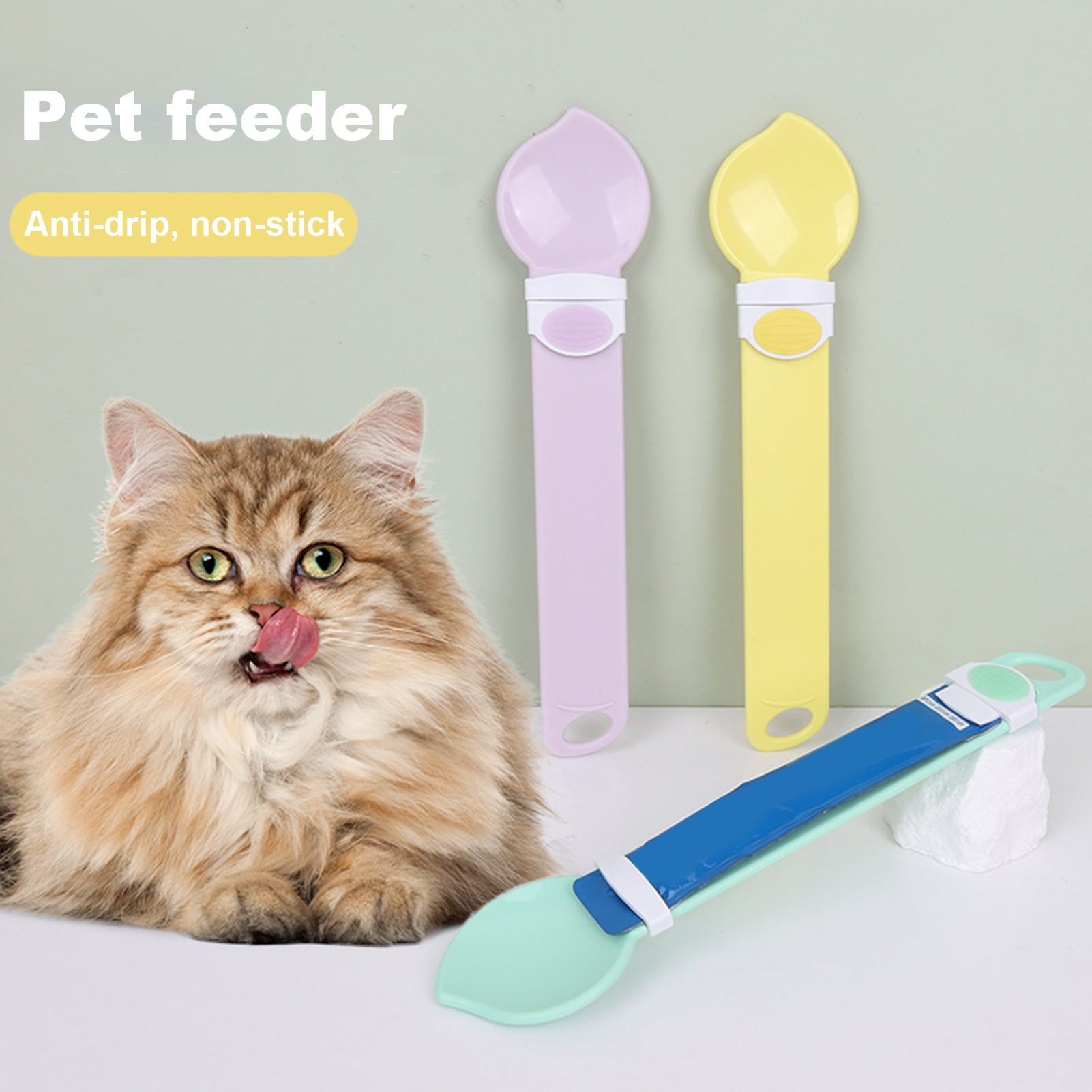 Xeyise Cat Strip Feeder Wet Food Feeding Spoon Cat Strip Squeeze Spoons ...