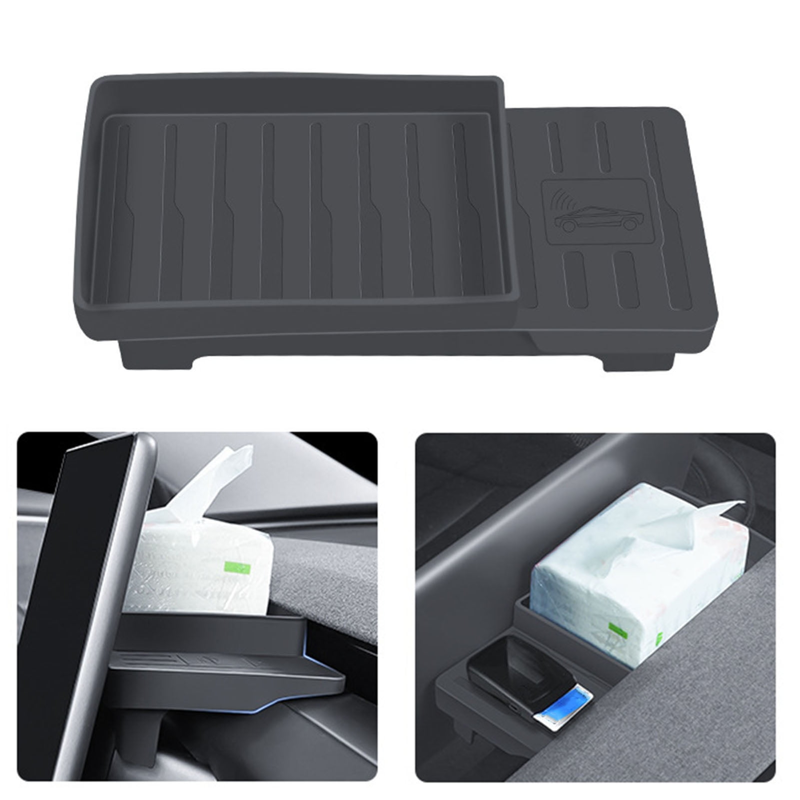 Xeyise Center Console Organizer Tray Hidden Behind Screen Magnetic ...