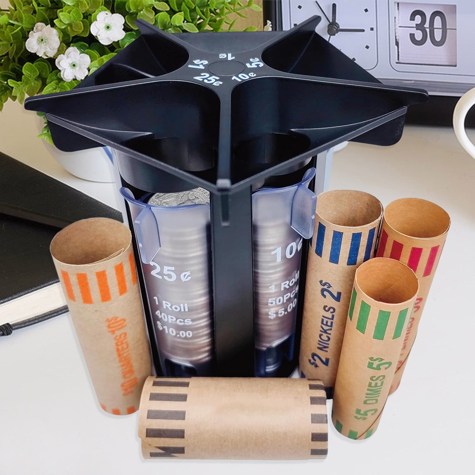 Xeyise Coin Organizer, 5 in 1 Coin Sorter Tube, Coin Counter with ...