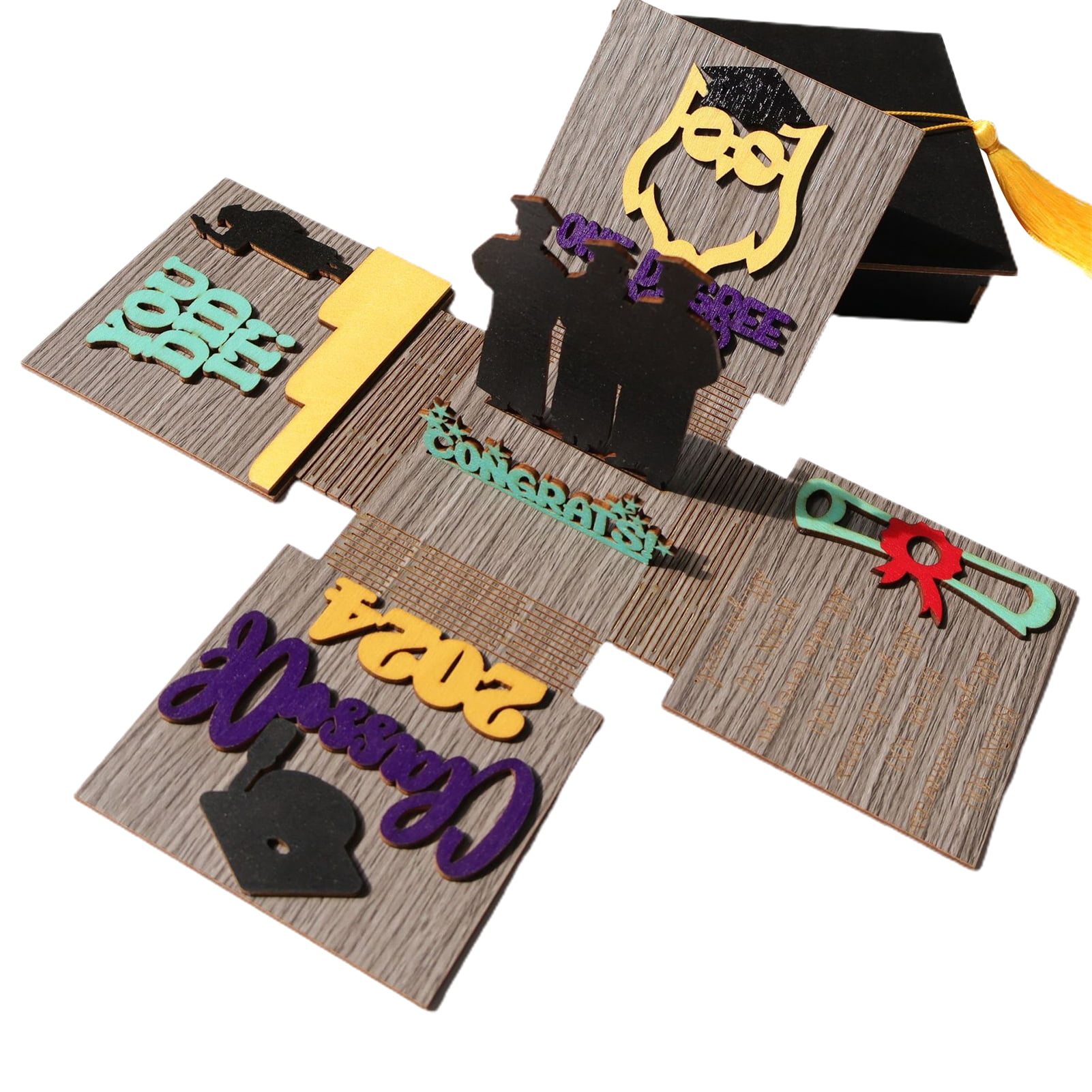 Xeyise Congratulatory Gift Box Wood Handcrafted Graduation Card with ...