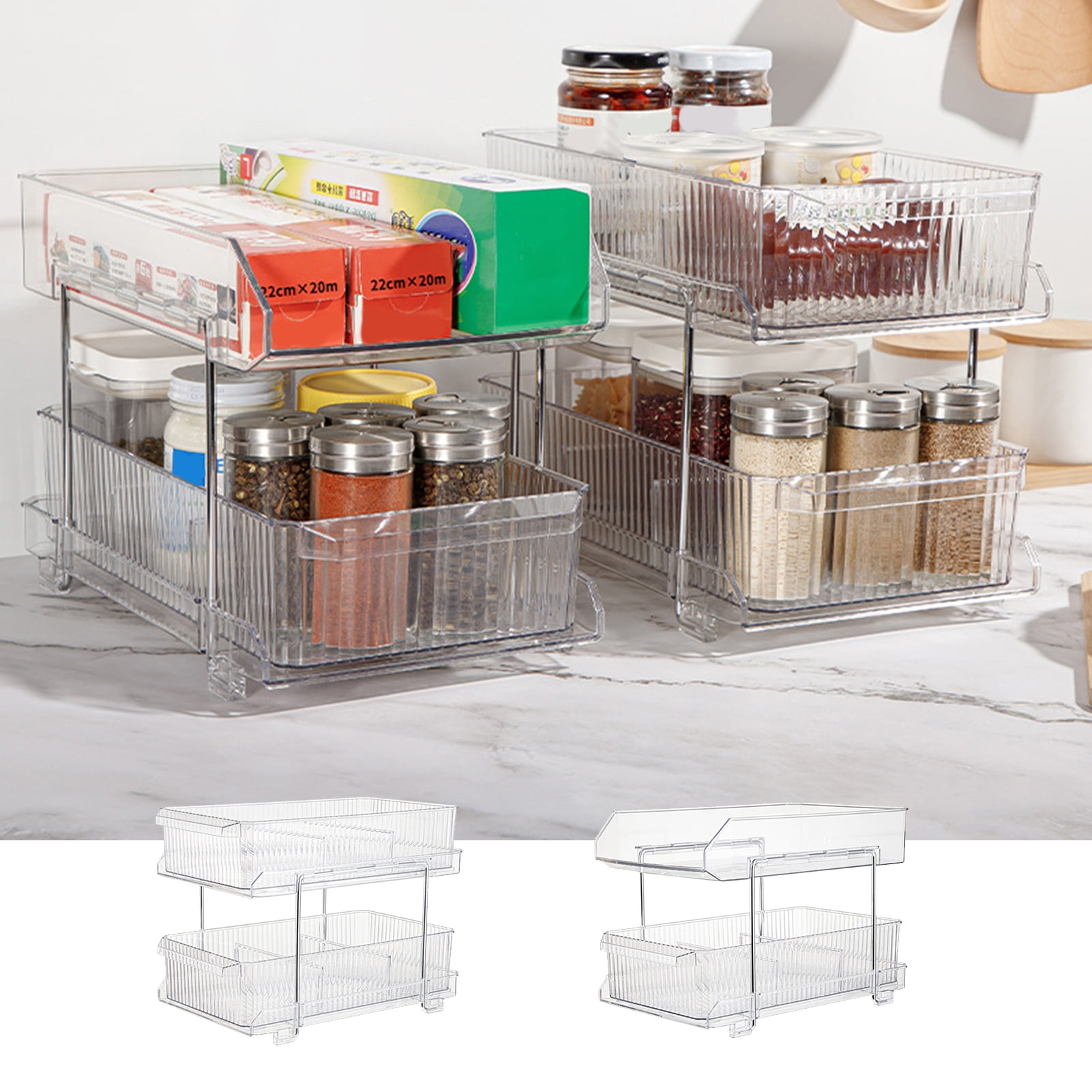 Xeyise Cosmetic Storage Rack Transparent Two-tier Large Capacity ...