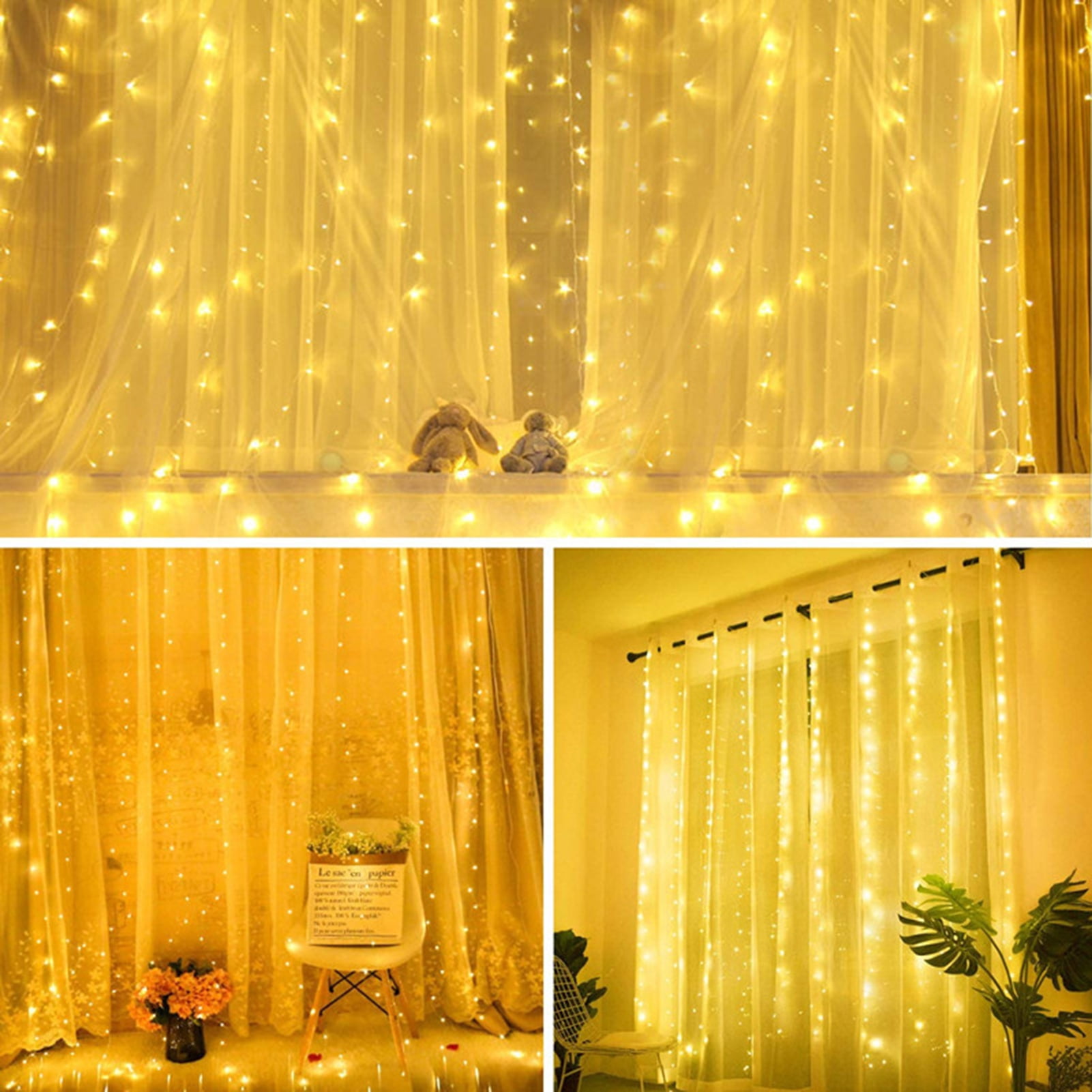 Xeyise Curtain Light Hook Design LED Lights with Remote Control USB ...